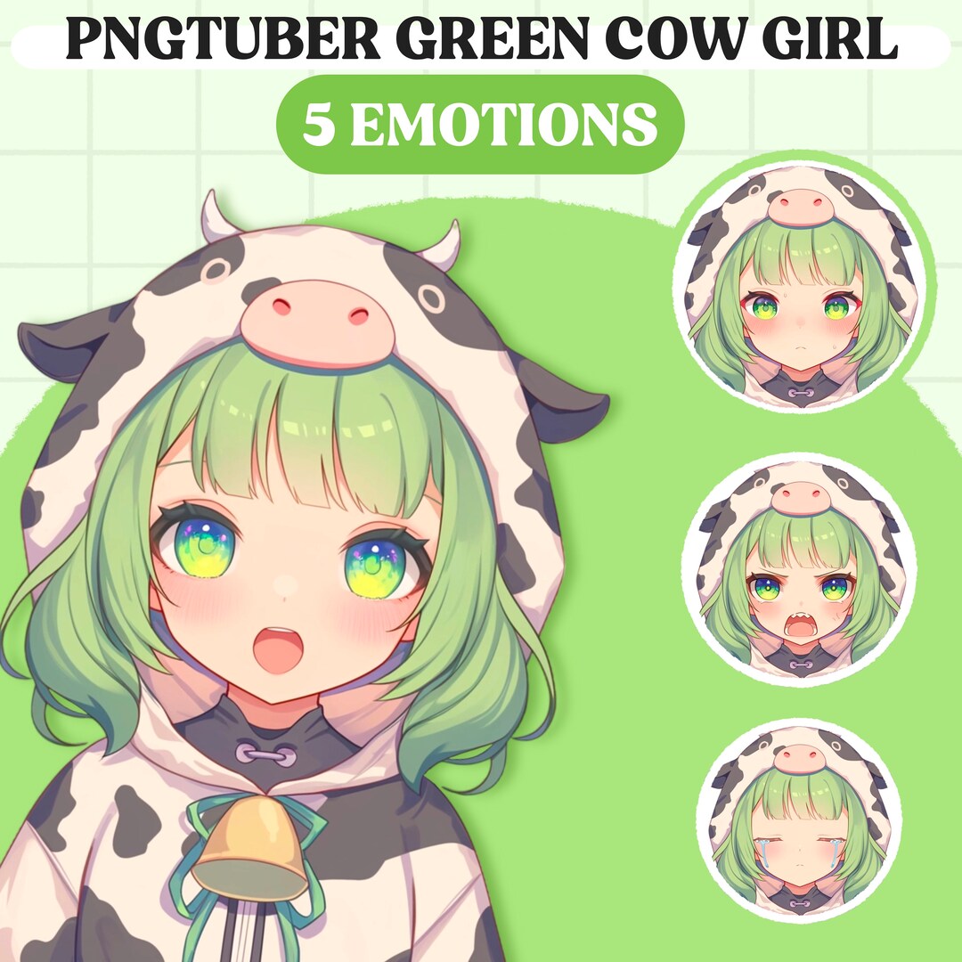 Cute Pngtuber Model | Cow Girl Pngtuber Premade Model | Chibi PNG Tuber ...