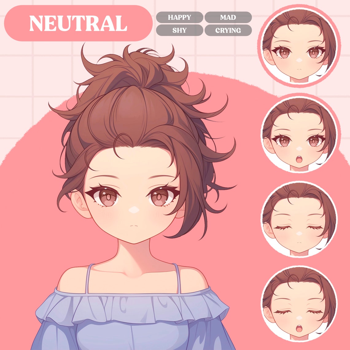 Cute Pngtuber Model | Cool Girl Pngtuber Premade Model, Veadotube Model ...