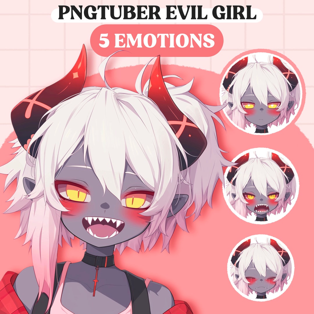 Cute Pngtuber Model | Evil Girl Pngtuber Premade Model, Veadotube Model ...