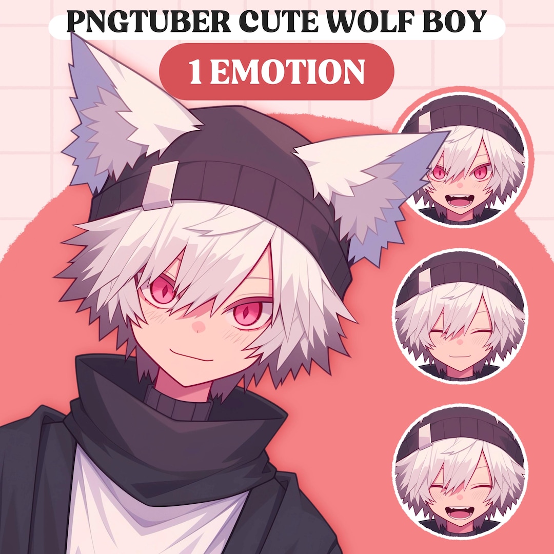 Cute Pngtuber Model | Anime Wolf Boy Pngtuber Premade Model | Veadotube ...