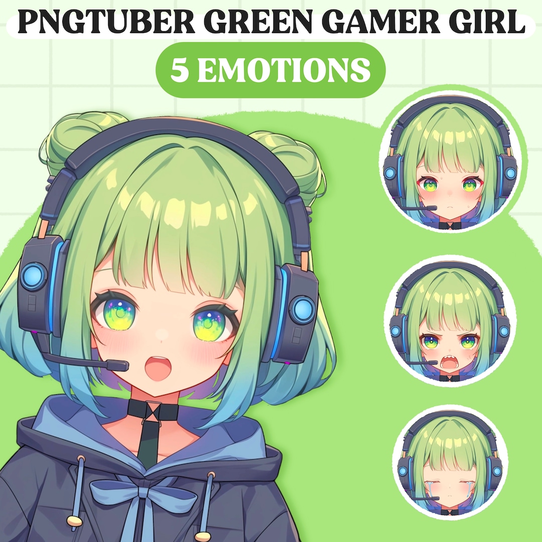 Cute Pngtuber Model | Gamer Girl Pngtuber Premade Model | Chibi PNG ...