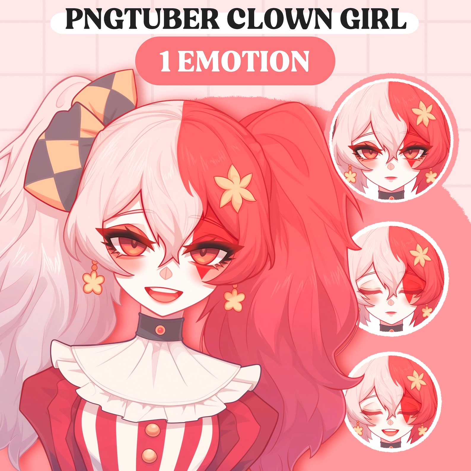 Cute Pngtuber Model | Clown Girl Pngtuber Premade Model | Veadotube ...