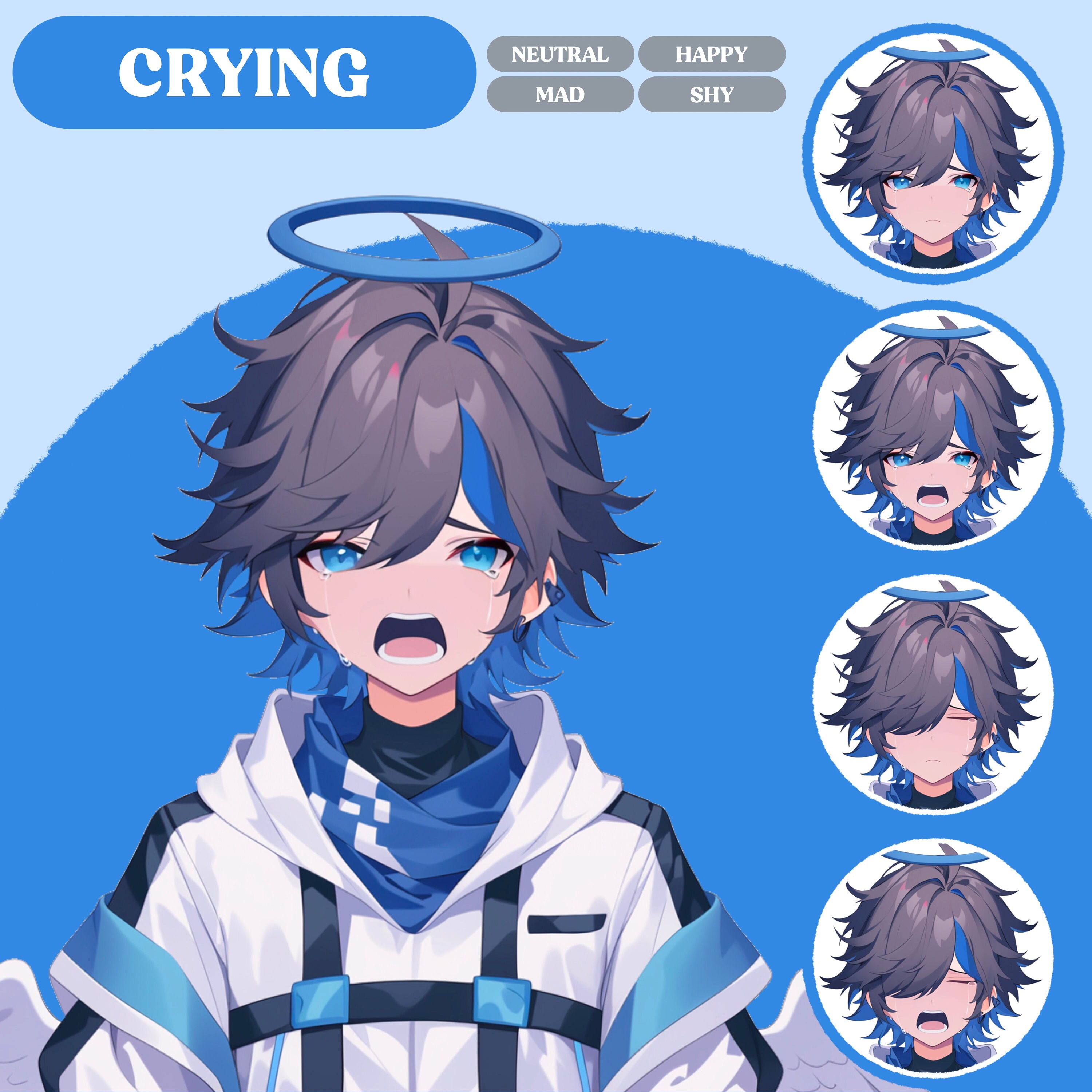 Pngtuber Model Chibi Angel Boy Pngtuber Premade Model Chibi PNG Tuber Asset Cute Pngtuber Boy ...