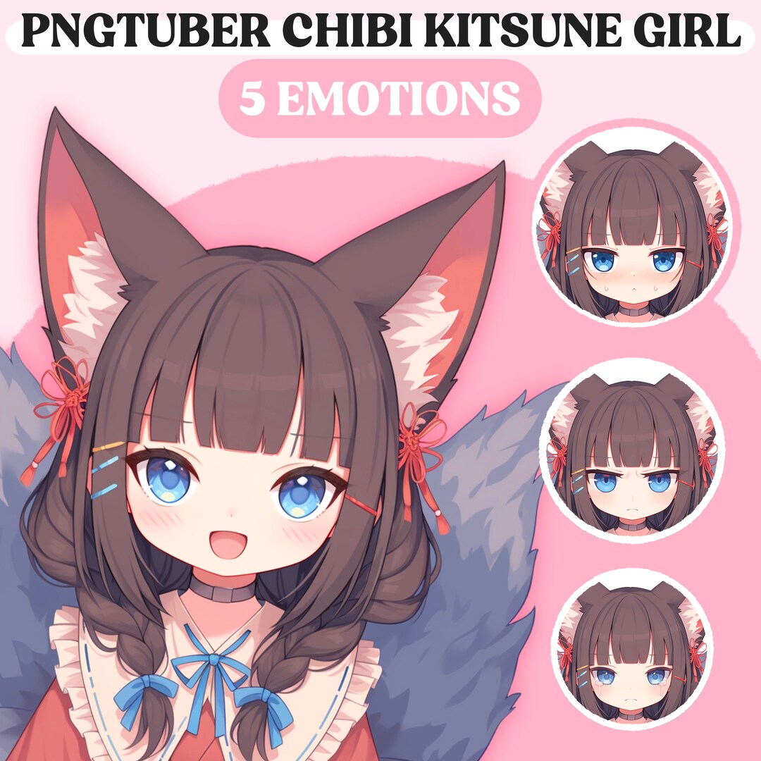 Pngtuber Model | Chibi Kitsune Girl Pngtuber Premade Model | Chibi PNG ...