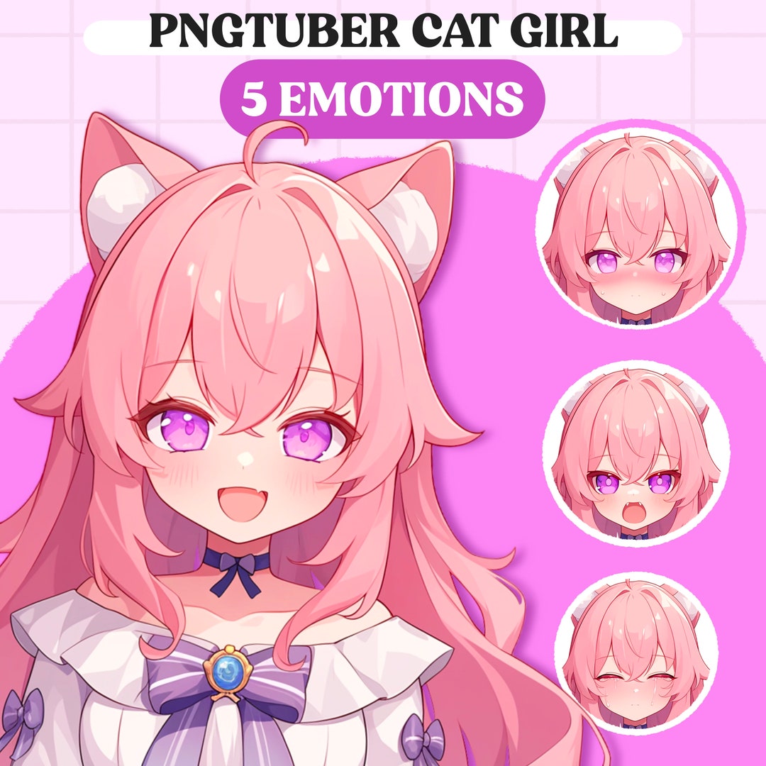 Cute Pngtuber Model | Cat Girl Pngtuber Premade Model | Veadotube Model ...