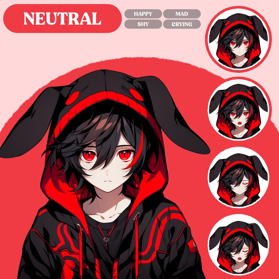Pngtuber Model Bunny Boy Pngtuber Premade Model Anime PNG Tuber Assets ...