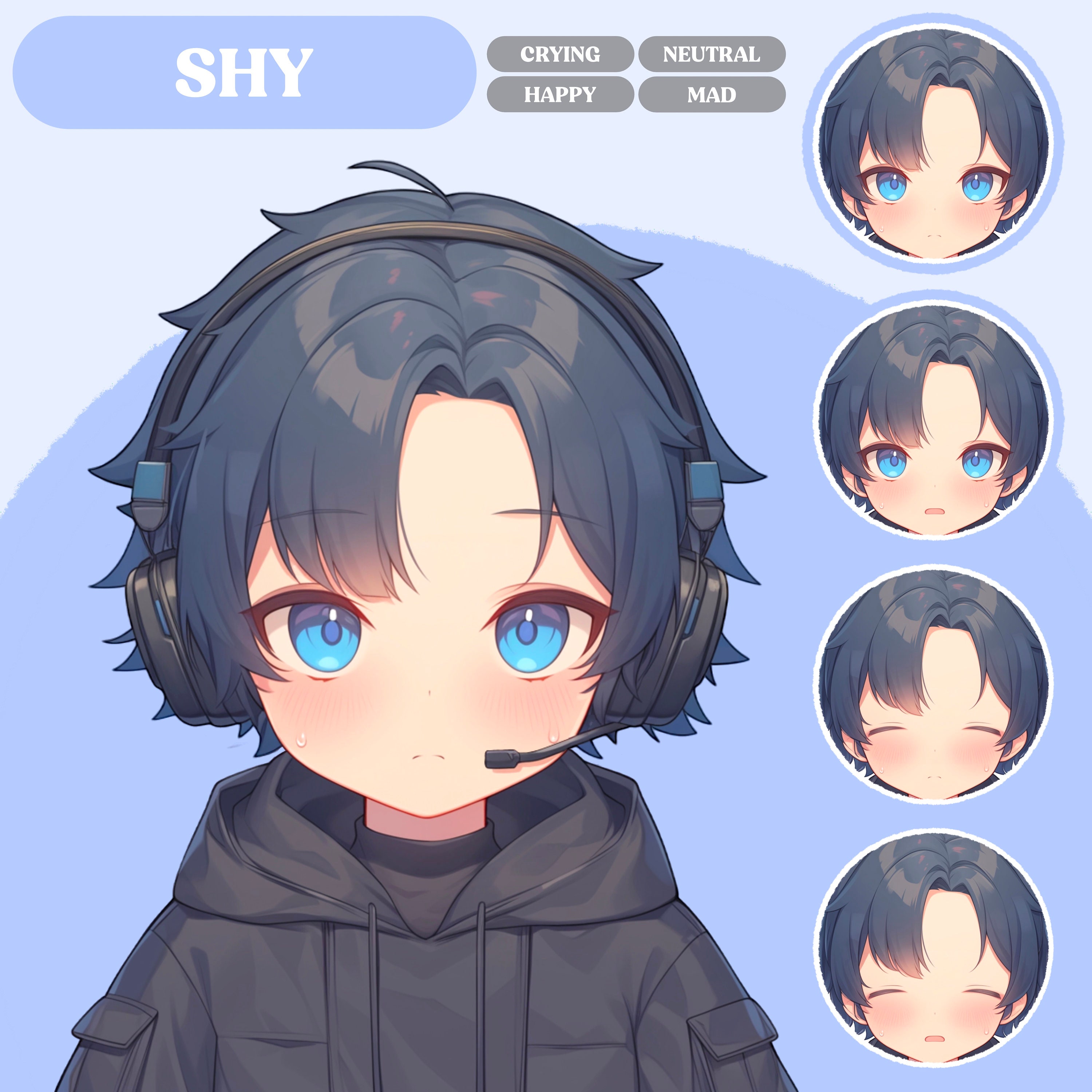 Pngtuber Model | Chibi Gamer Boy Pngtuber Premade Model | Chibi PNG ...