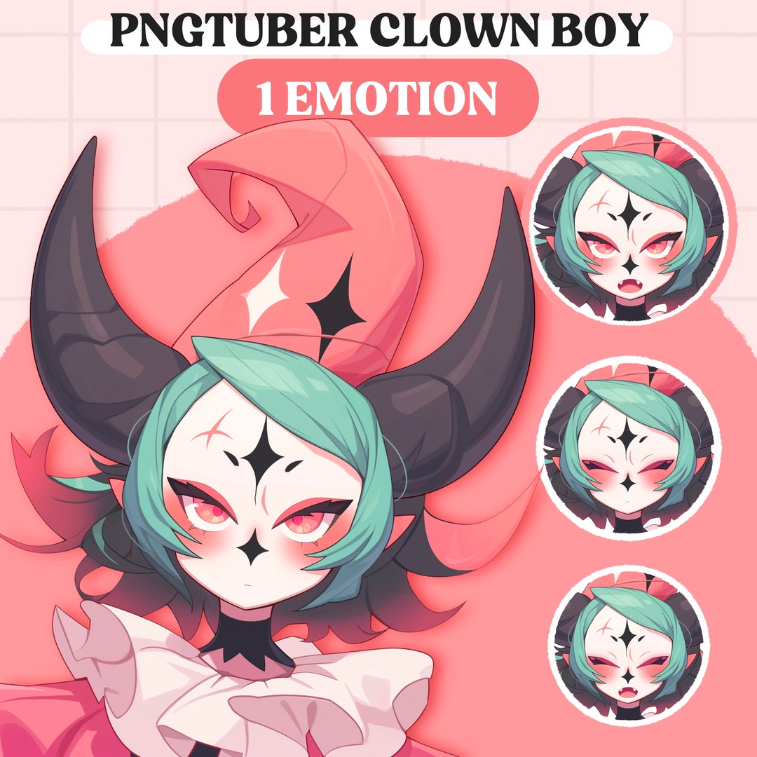 Cute Pngtuber Model | Clown Boy Pngtuber Premade Model | Veadotube Model | Cute PNG Tuber Model ...