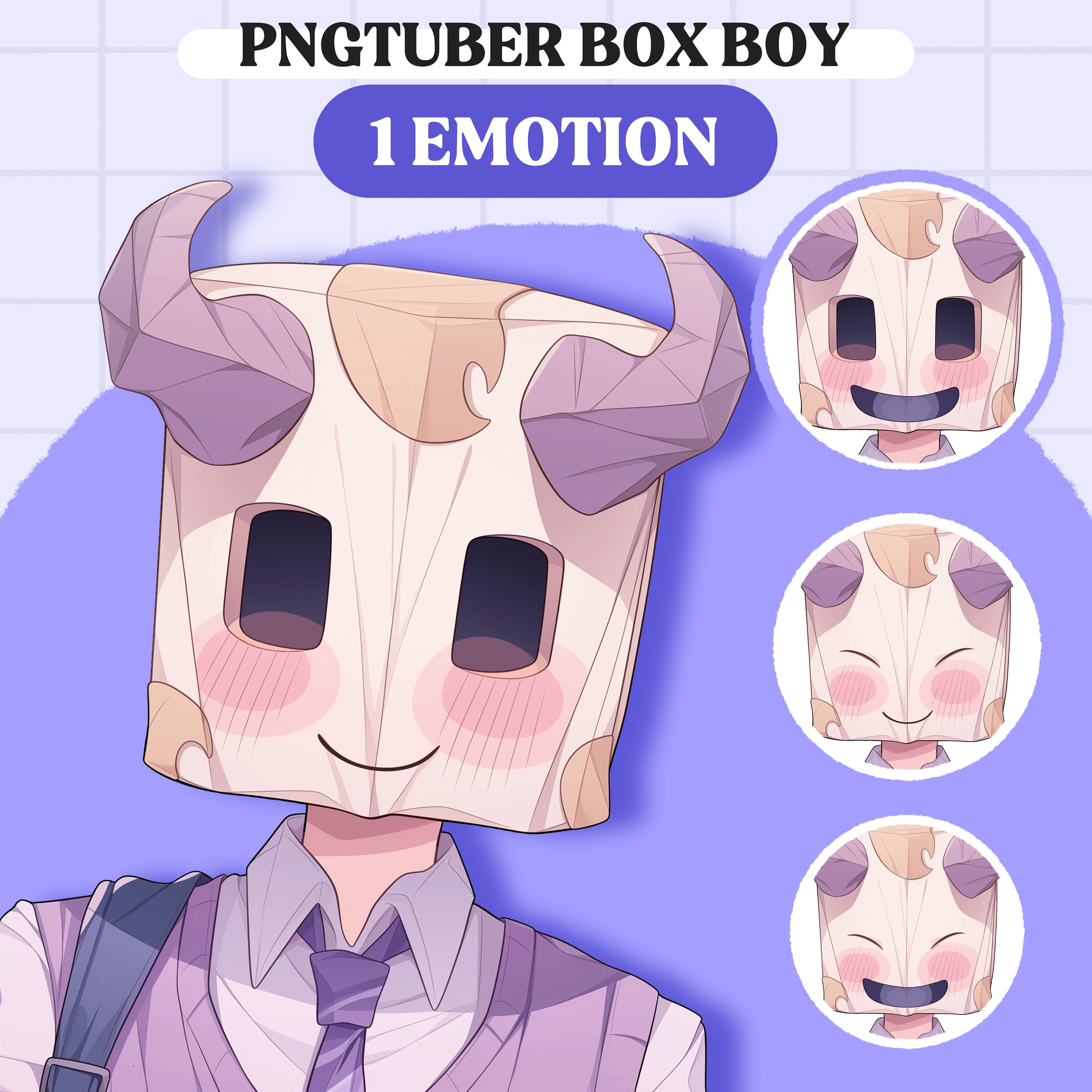 Cute Pngtuber Model Box Boy Pngtuber Premade Model Veadotube Model Cute ...