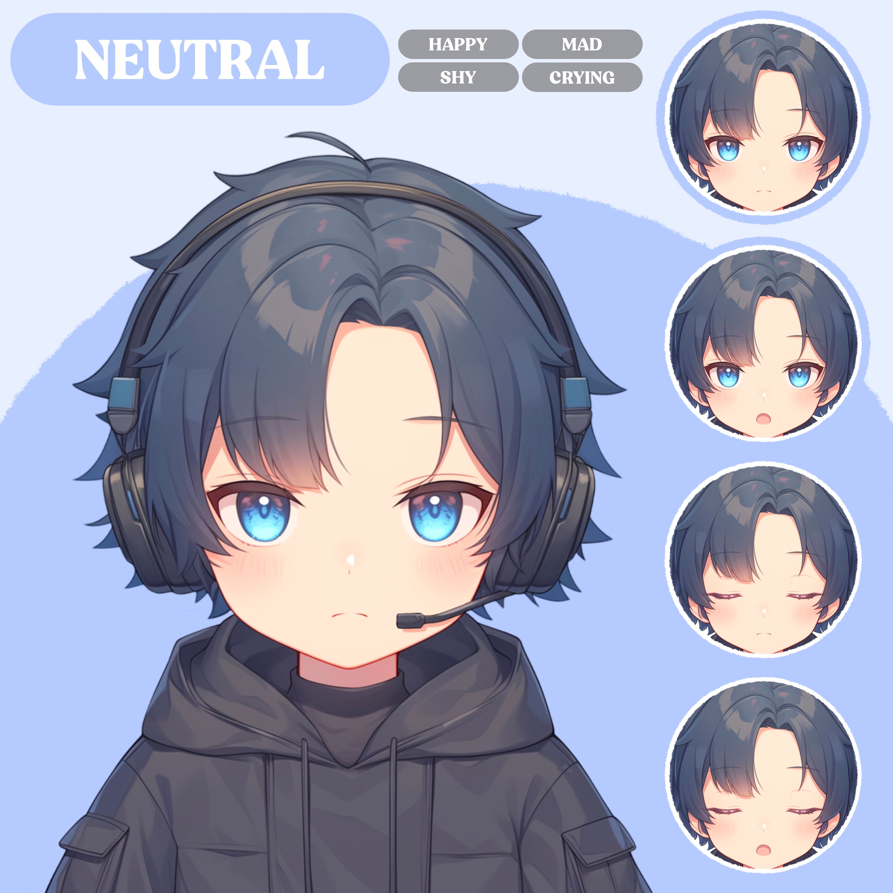 Pngtuber Model | Chibi Gamer Boy Pngtuber Premade Model | Chibi PNG ...