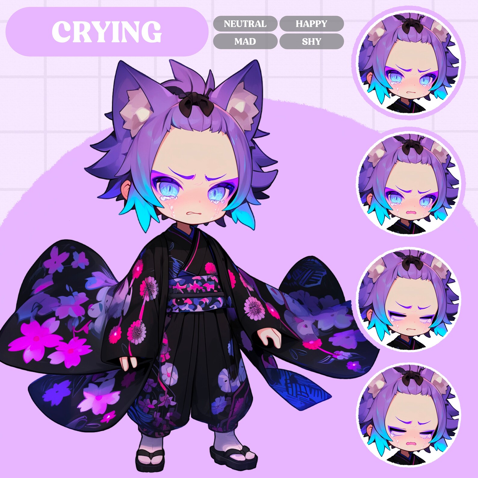 Pngtuber Model Cute Kimono Boy Pngtuber Premade Model Chibi PNG Tuber ...
