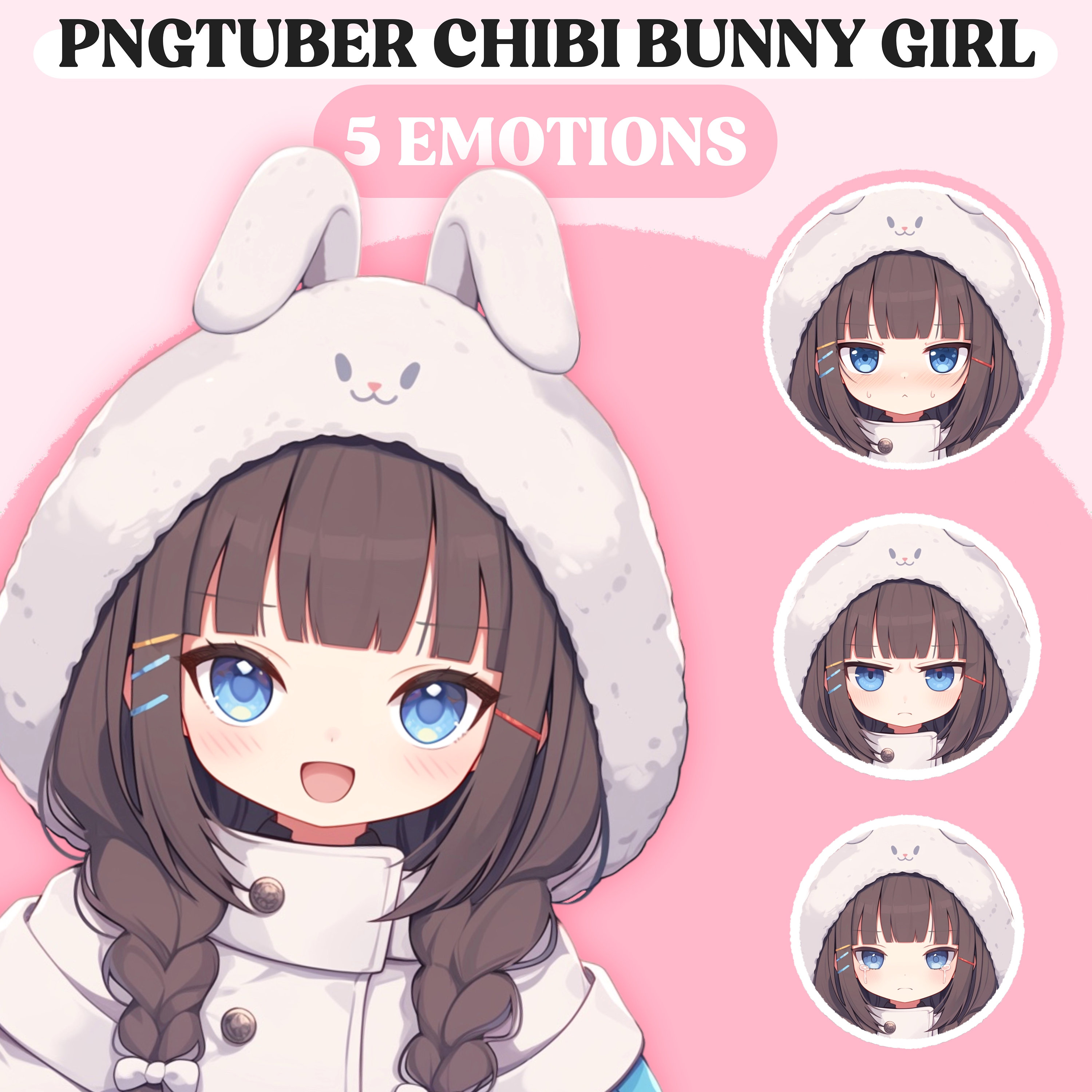 Pngtuber Model Chibi Bunny Girl Pngtuber Premade Model Chibi PNG Tuber ...