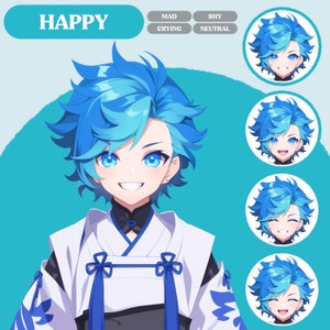 Pngtuber Model | Kimono Boy Pngtuber Premade Model | Pngtuber Assets ...