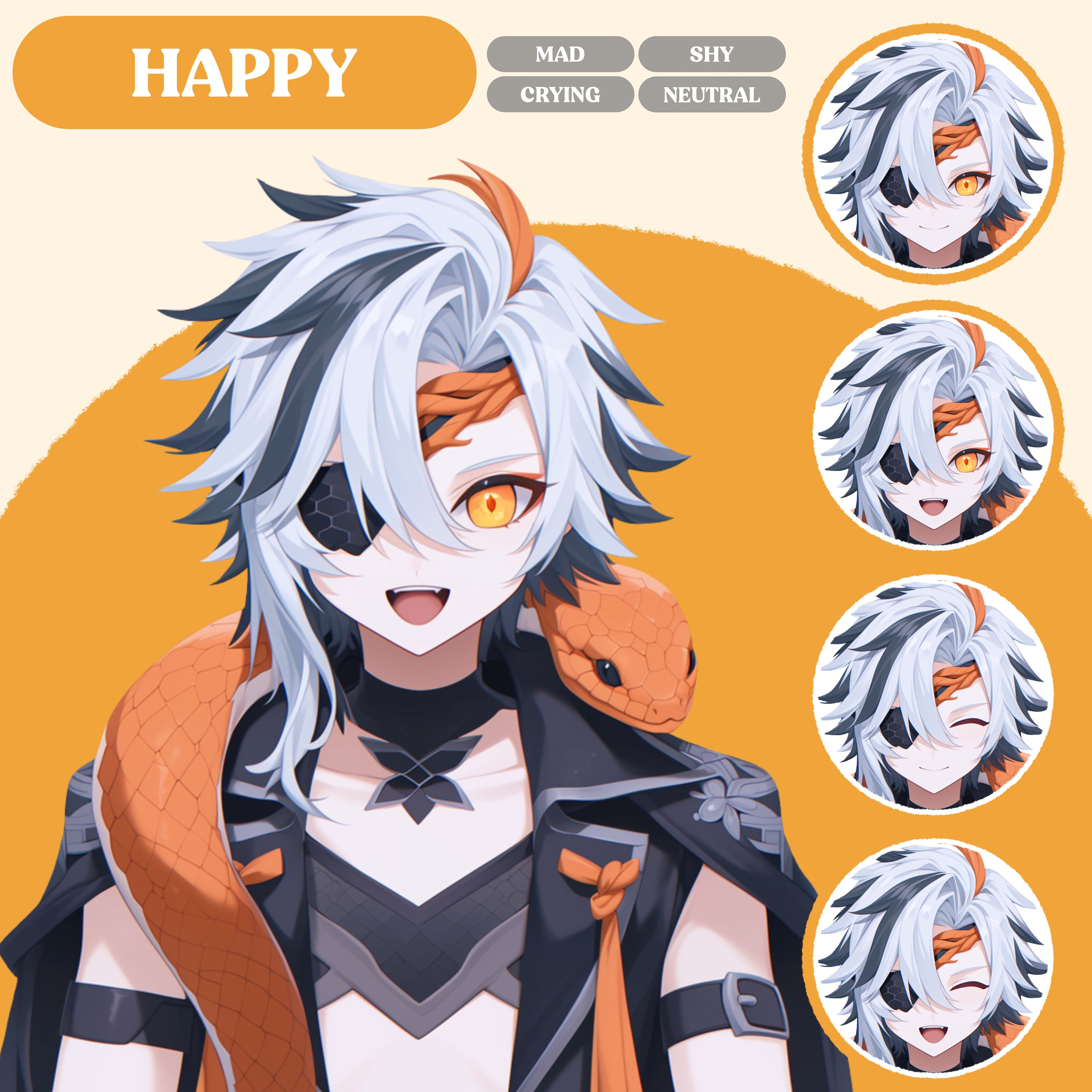 Pngtuber Model Snake Boy Pngtuber Premade Model Anime PNG Tuber Assets ...