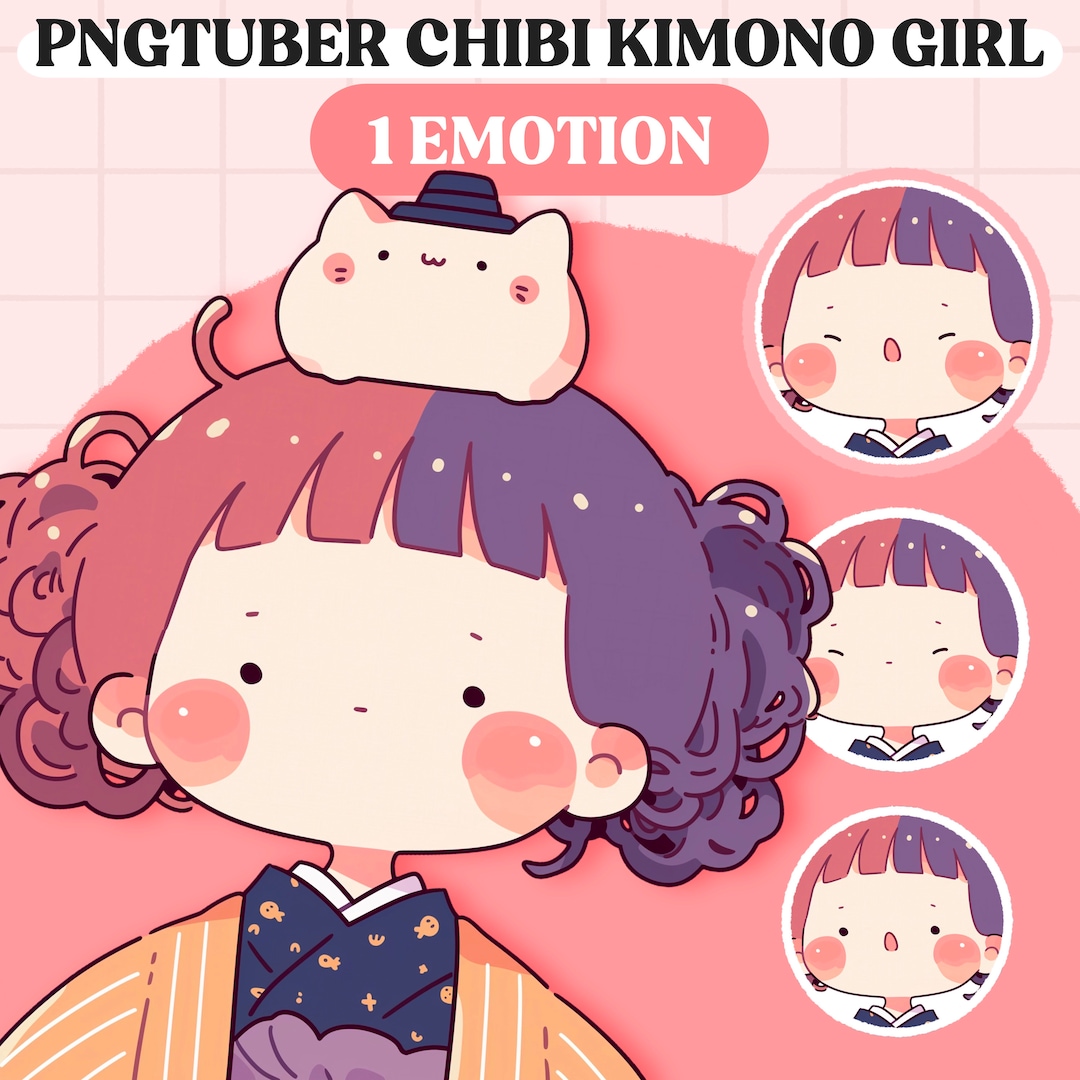 Cute Pngtuber Model | Chibi Kimono Girl Pngtuber Premade Model ...