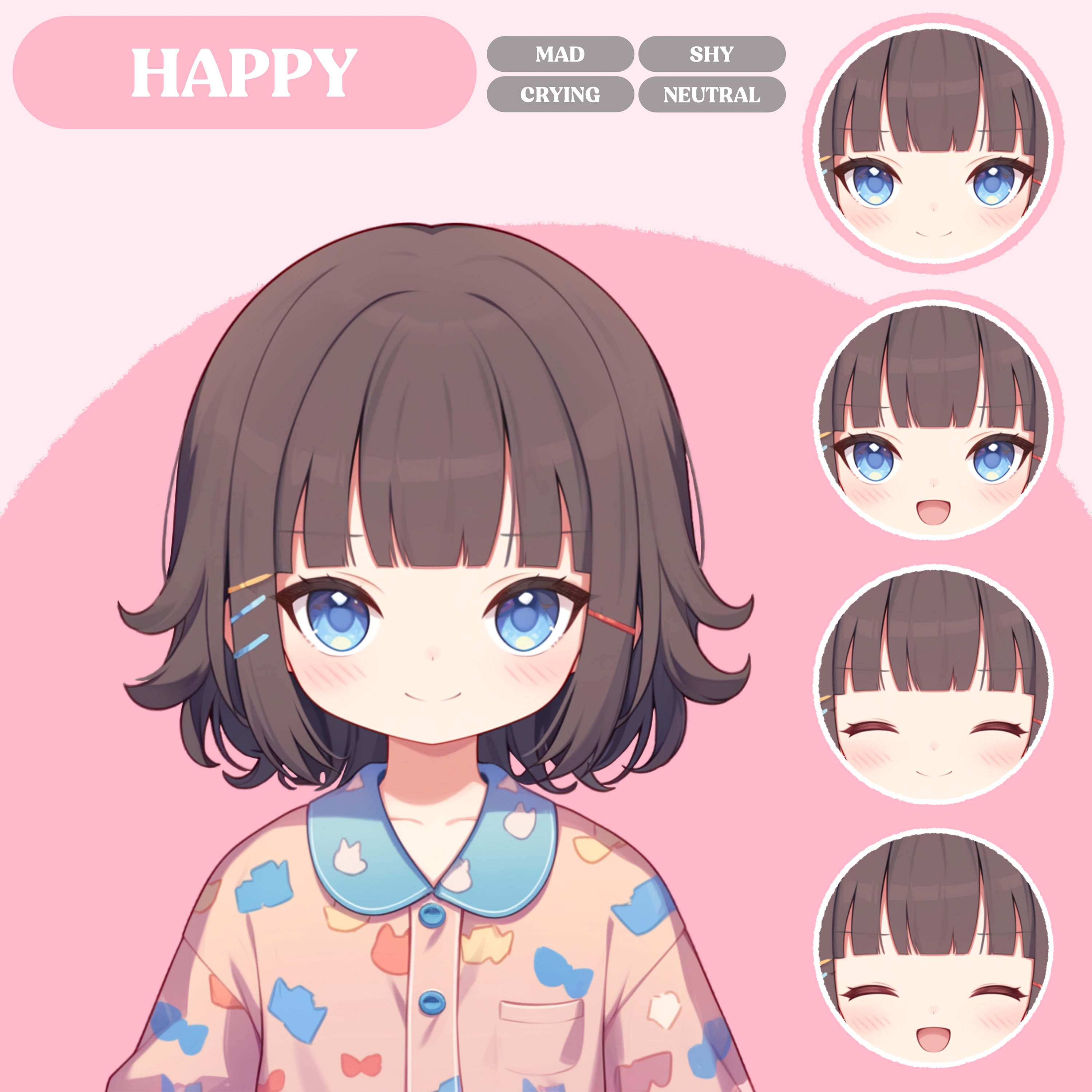 Pngtuber Model Chibi Sleepy Girl Pngtuber Premade Model Chibi PNG Tuber ...