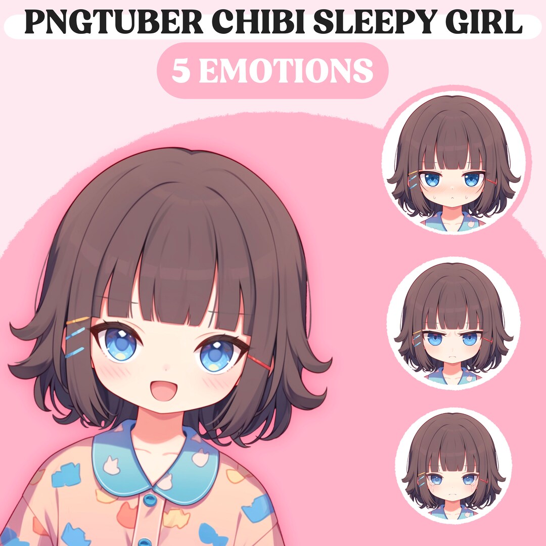 Pngtuber Model | Chibi Sleepy Girl Pngtuber Premade Model | Chibi PNG ...