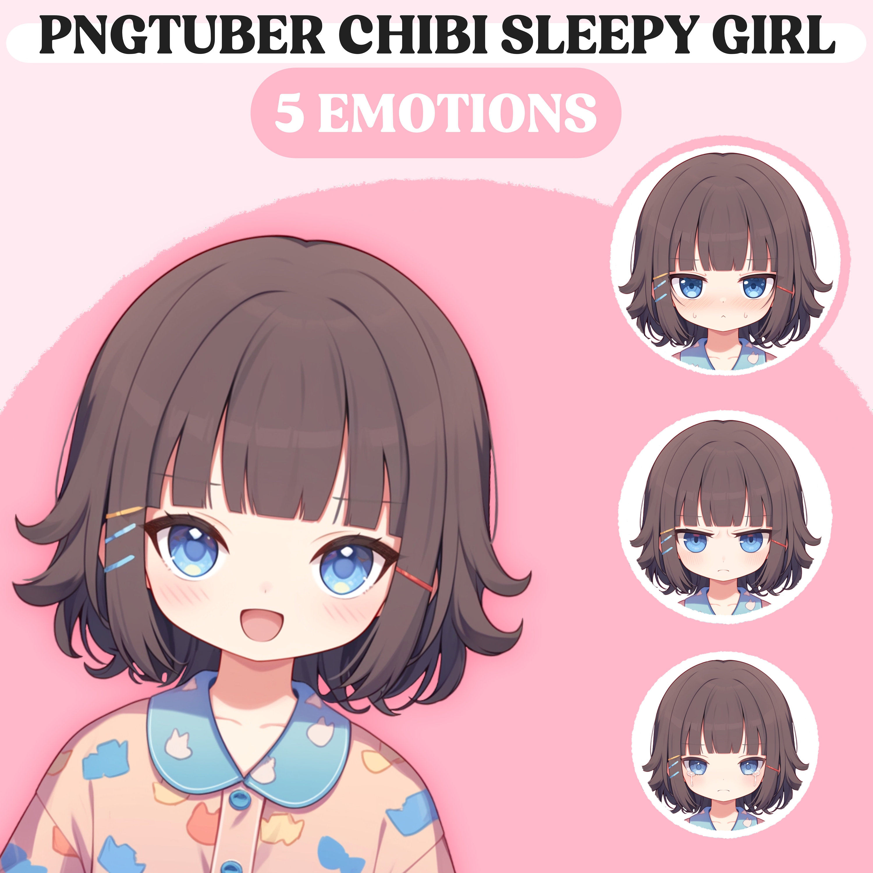 Pngtuber Model Chibi Sleepy Girl Pngtuber Premade Model Chibi PNG Tuber ...