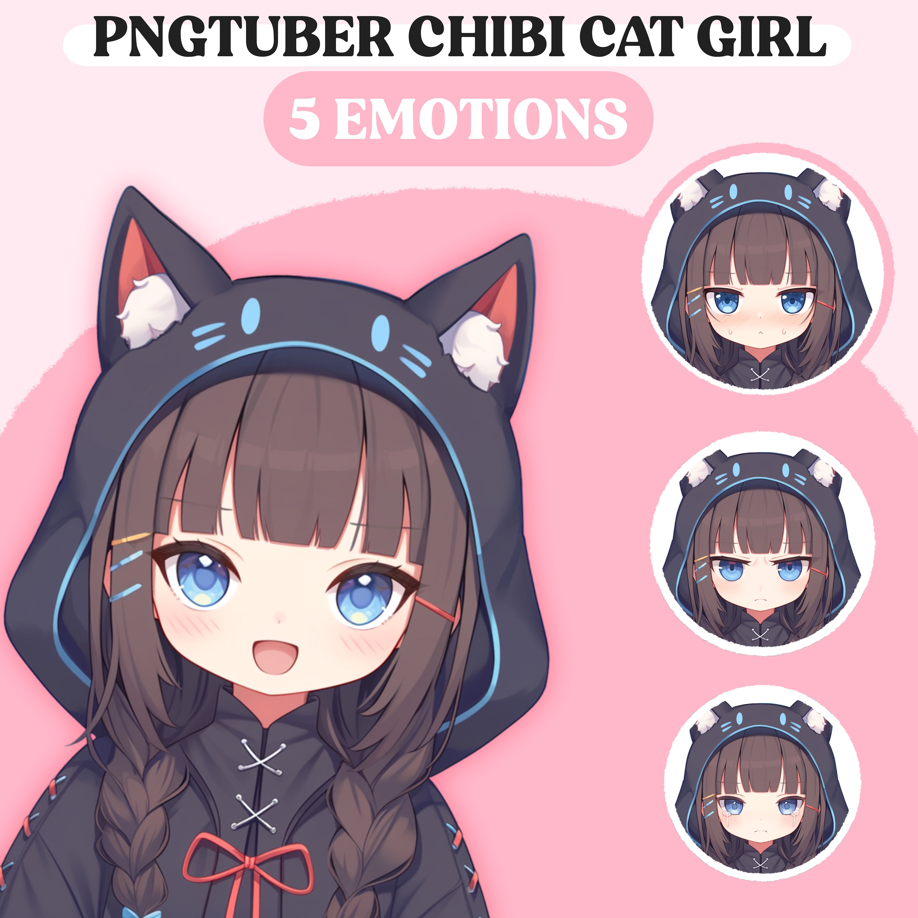 Pngtuber Model Chibi Cat Girl Pngtuber Premade Model Chibi PNG Tuber ...