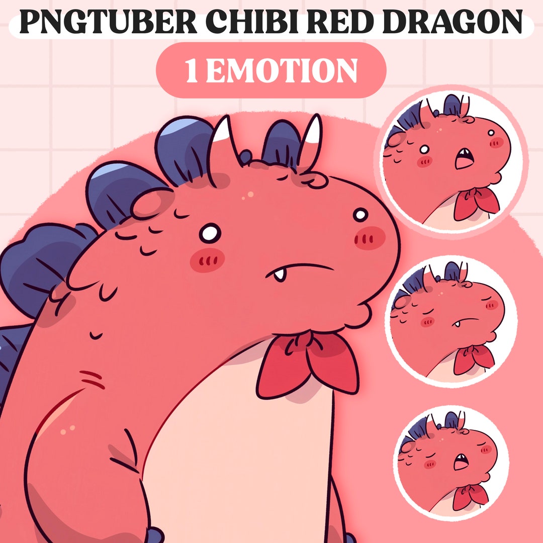 Cute Pngtuber Model | Chibi Red Dragon Pngtuber Premade Model ...