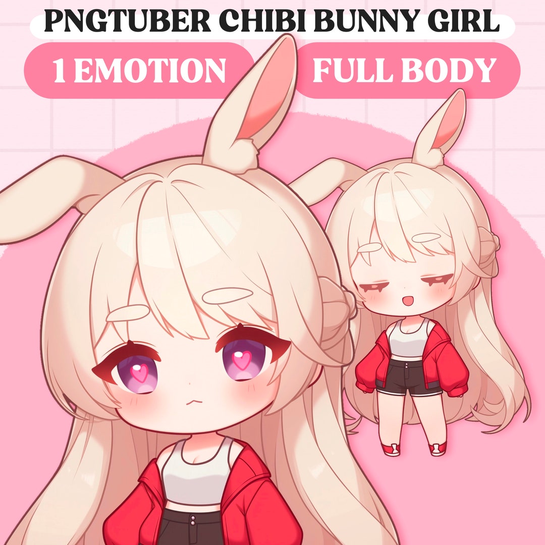 Cute Pngtuber Model | Chibi Bunny Girl Pngtuber Premade Model | Chibi ...