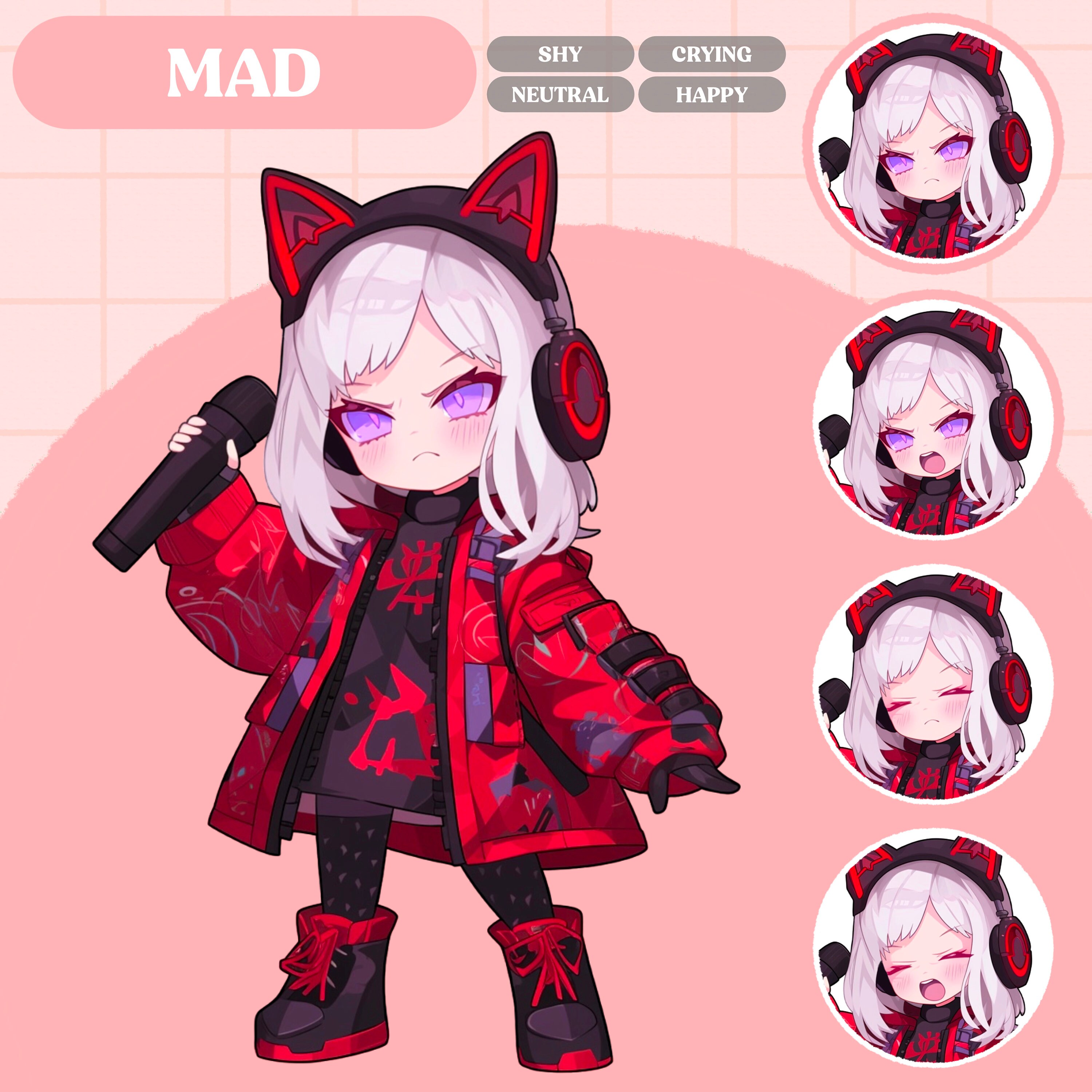 Pngtuber Model | Cute Chibi Singer Girl Pngtuber Premade Model | Chibi ...