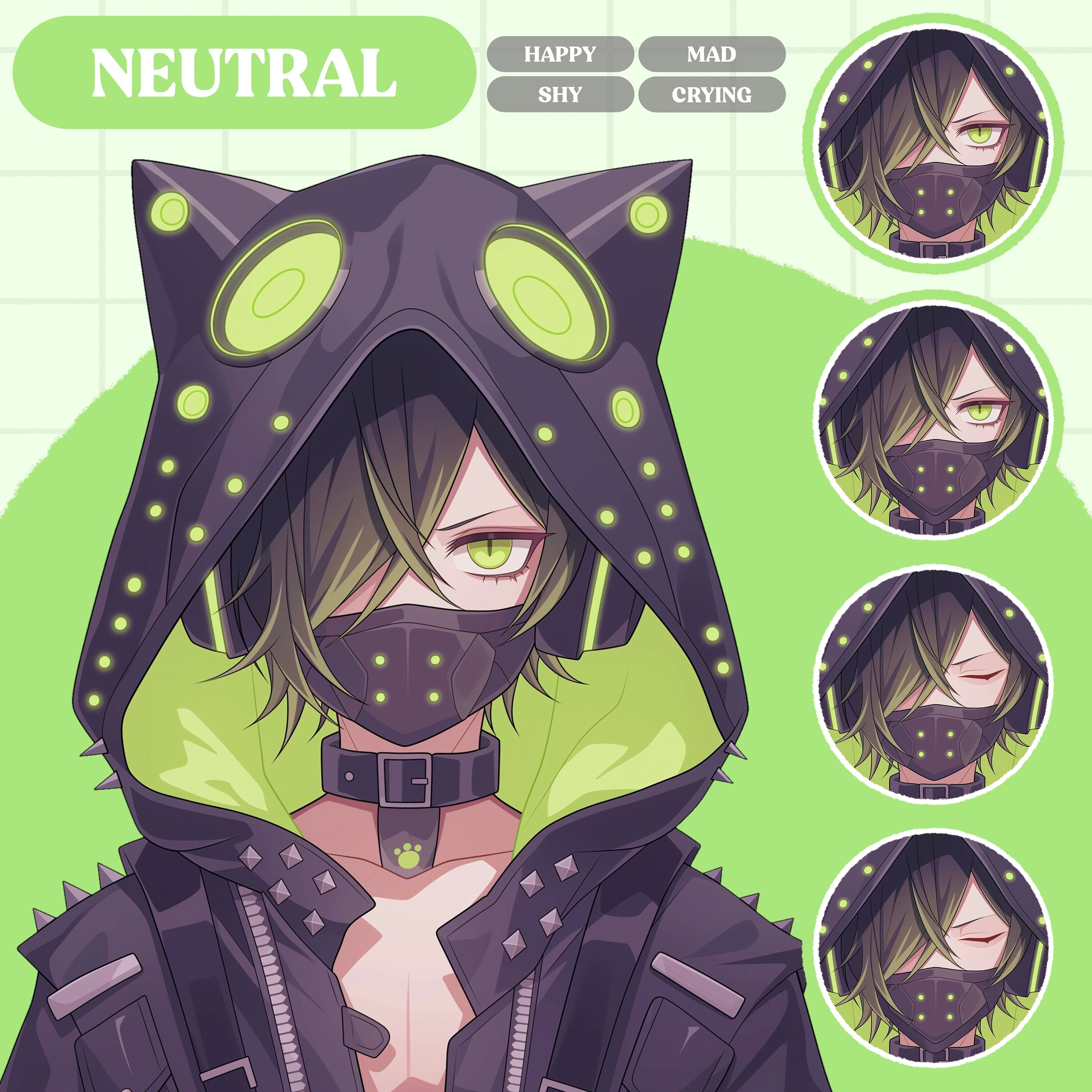 Pngtuber Model | Gamer Cat Boy Pngtuber Premade Model | Chibi PNG Tuber ...