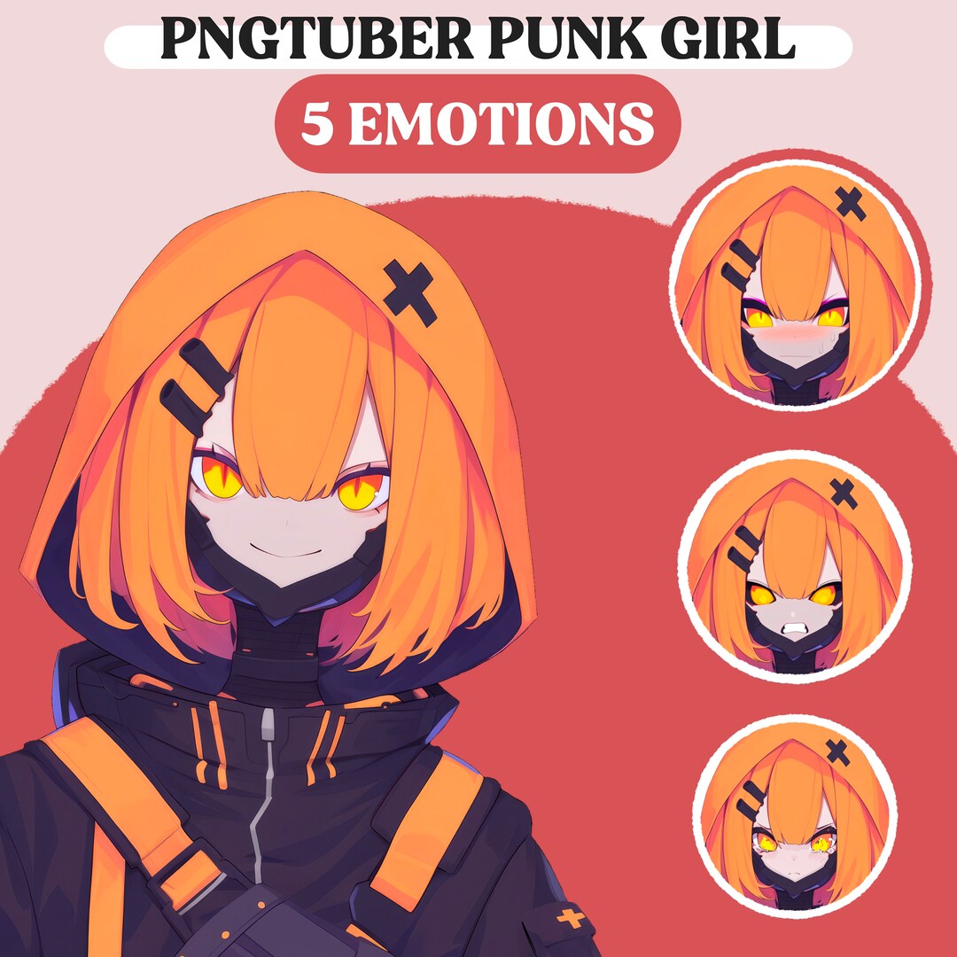 Pngtuber Model | Punk Girl Pngtuber Premade Model | Anime PNG Tuber ...