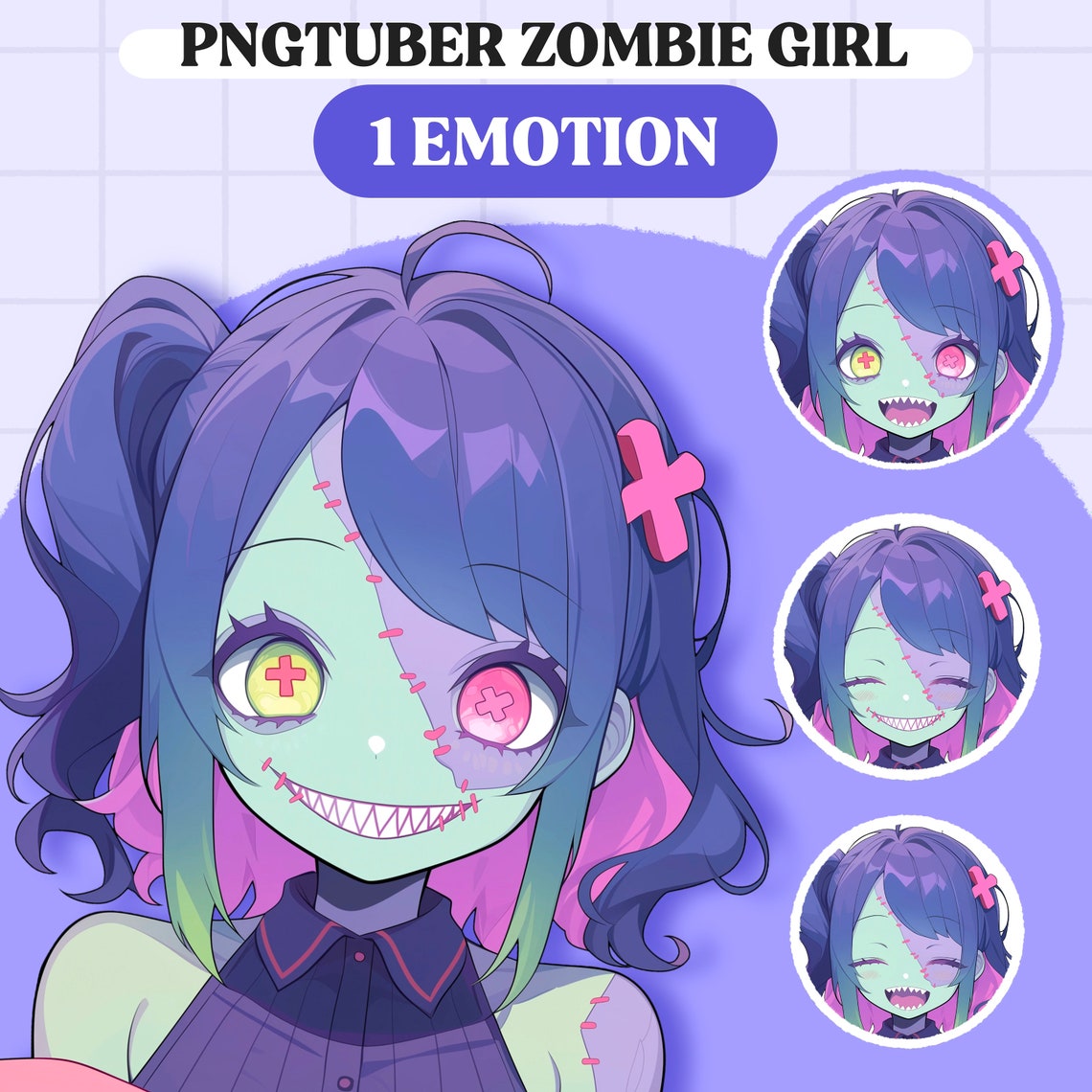 Cute Pngtuber Model | Zombie Girl Pngtuber Premade Model | Veadotube ...