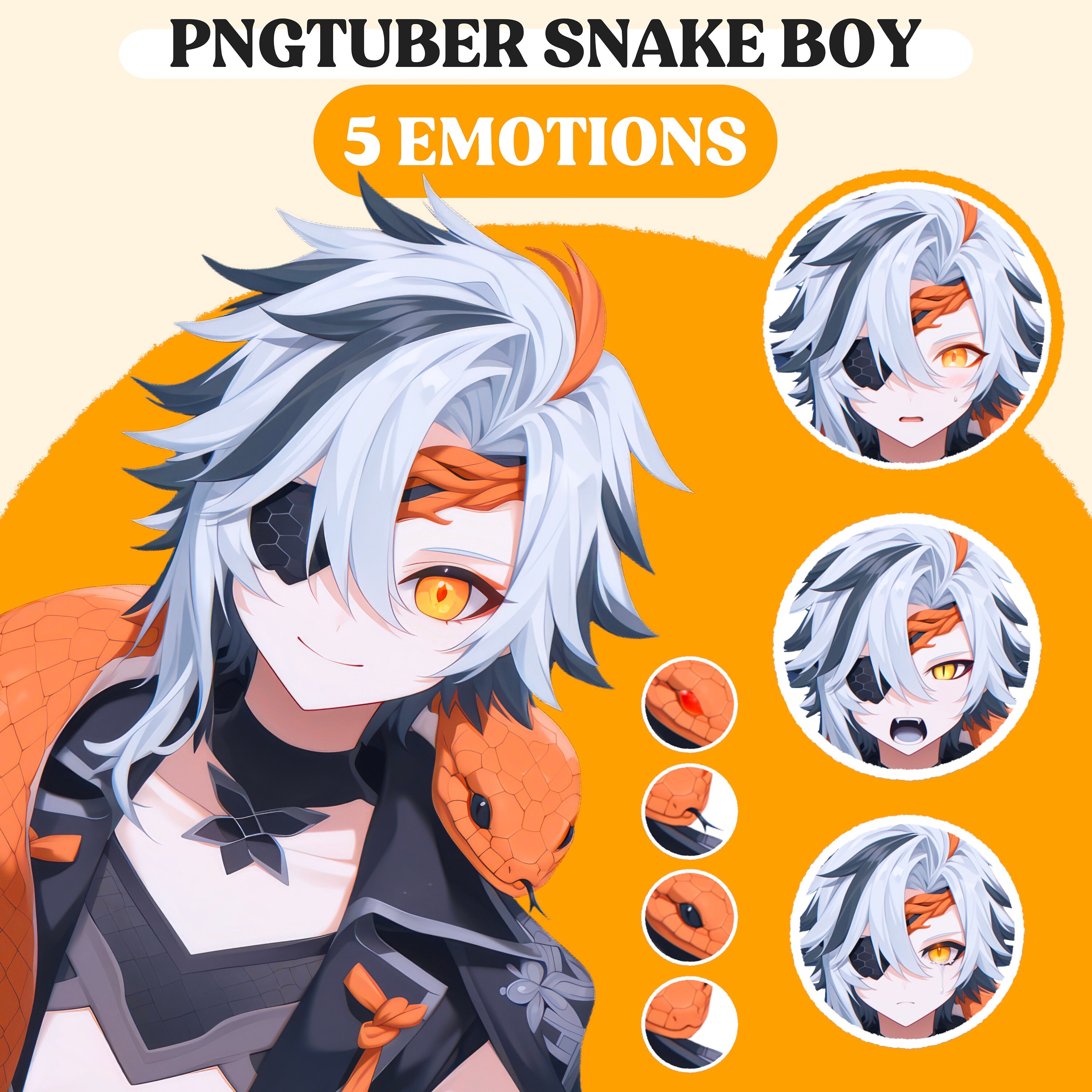 Pngtuber Model Snake Boy Pngtuber Premade Model Anime PNG Tuber Assets ...