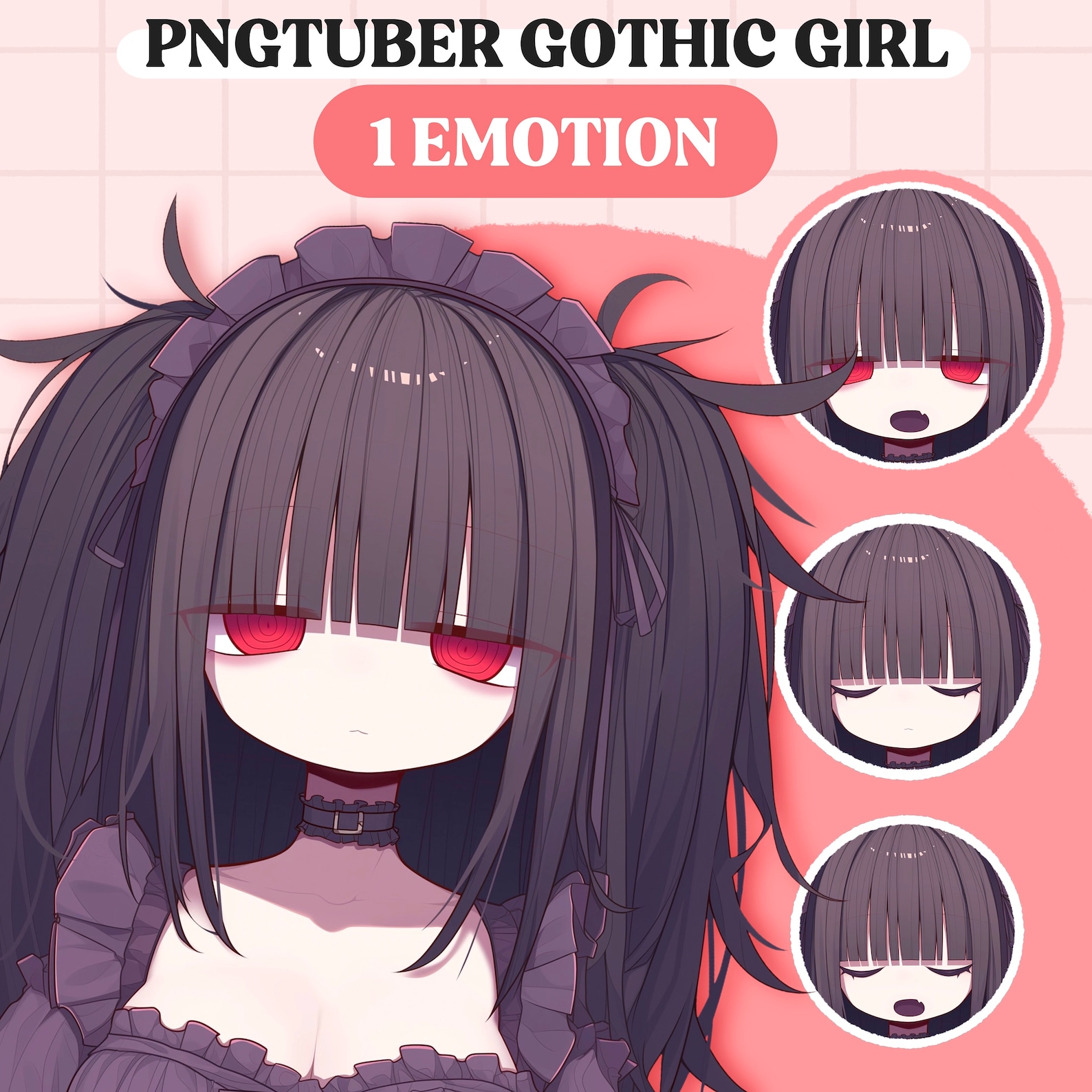 Cute Pngtuber Model | Gothic Girl Pngtuber Premade Model | Veadotube ...