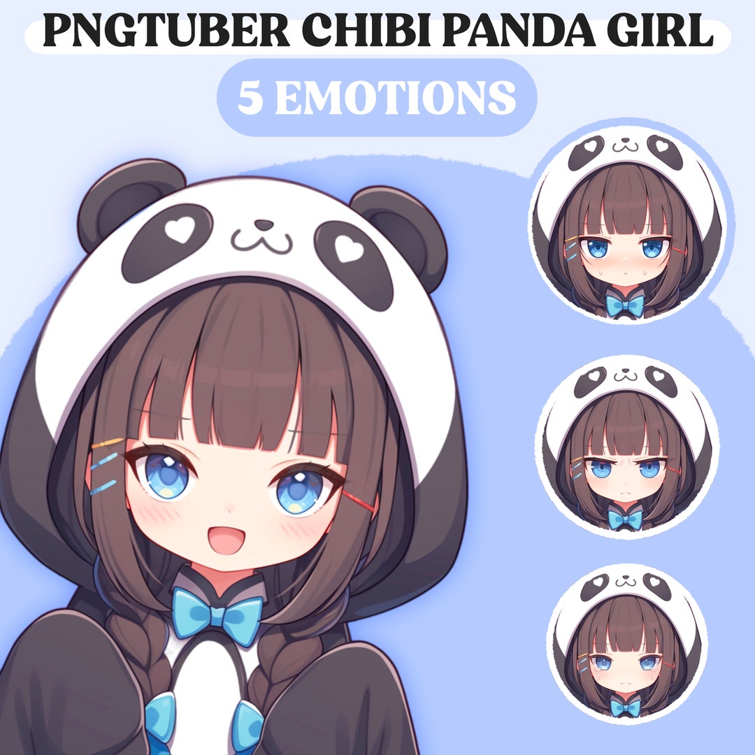Pngtuber Model | Chibi Panda Girl Pngtuber Premade Model | Chibi PNG ...