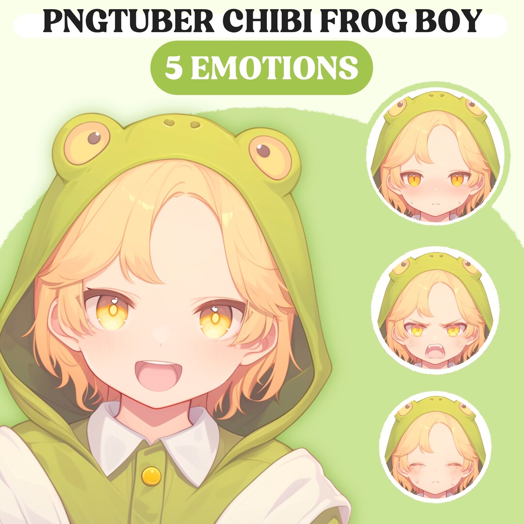 Pngtuber Model | Chibi Blonde Frog Boy Pngtuber Premade Model | Chibi ...