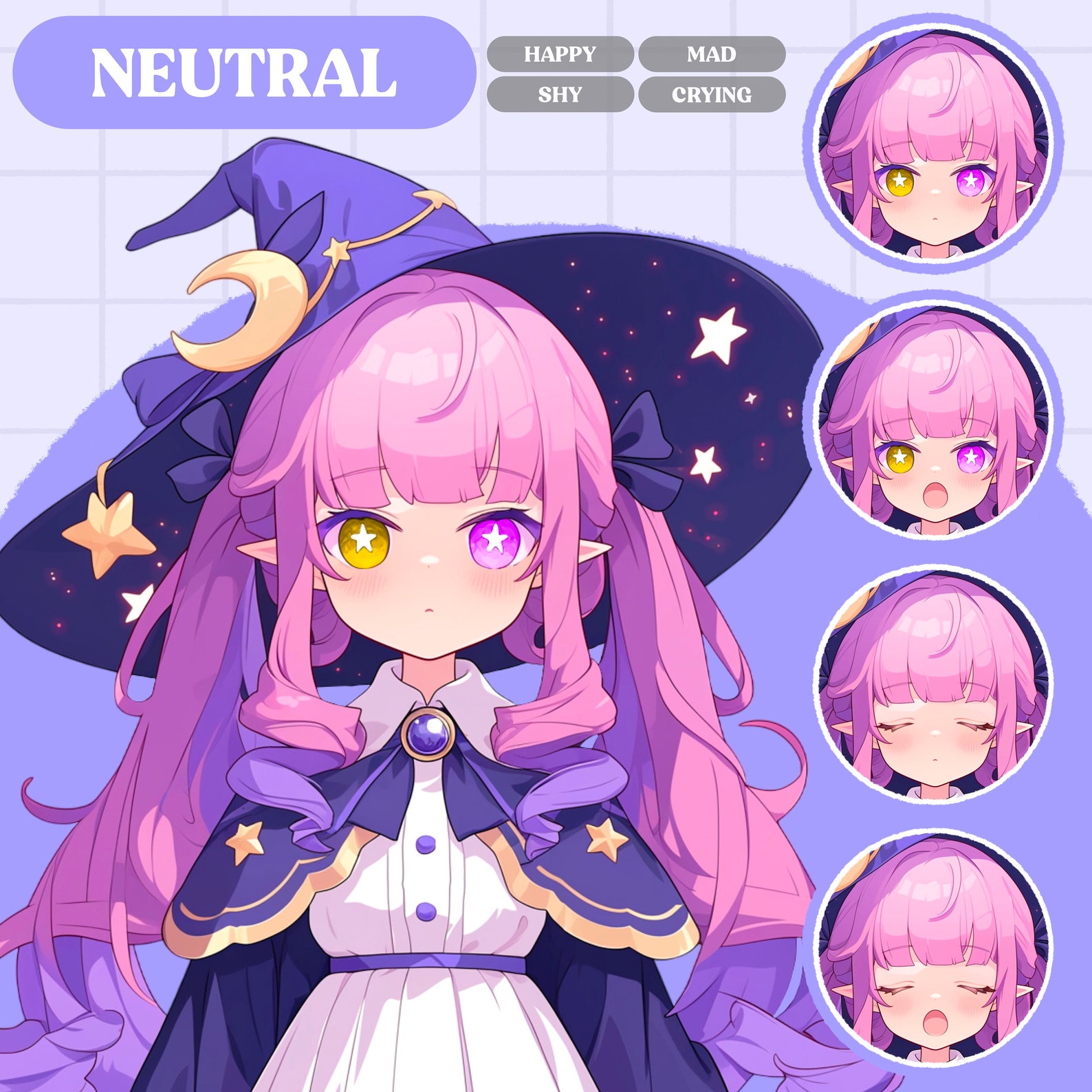 Cute Pngtuber Model | Witch Girl Pngtuber Premade Model | Veadotube ...