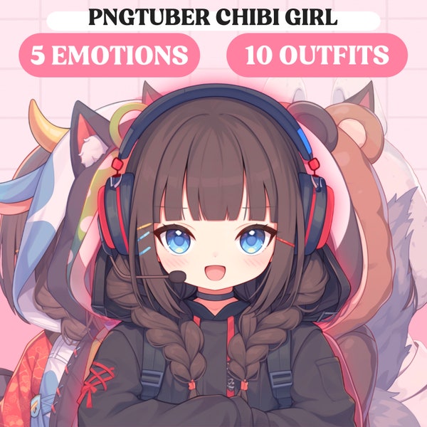 Kawaii Anime Cat Gamer Girl Pngtuber Cute Ready Gaming Vtuber Avatar ...