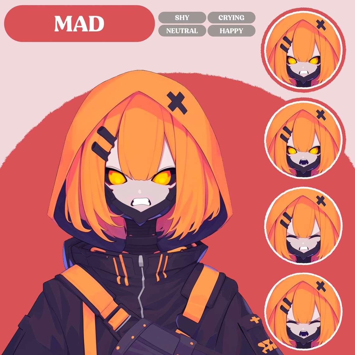 Pngtuber Model | Punk Girl Pngtuber Premade Model | Anime PNG Tuber ...