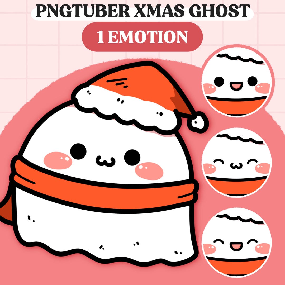 Cute Pngtuber Model | Xmas Ghost Pngtuber Premade Model | Veadotube ...
