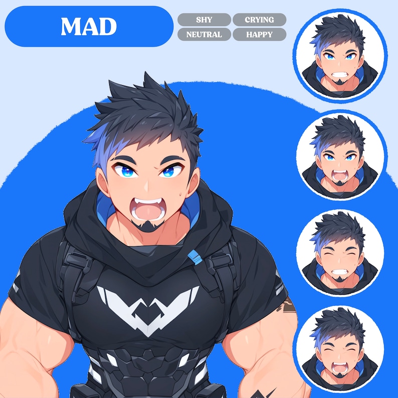 Pngtuber Model | Strong Boy Pngtuber Premade Model | Anime PNG Tuber ...