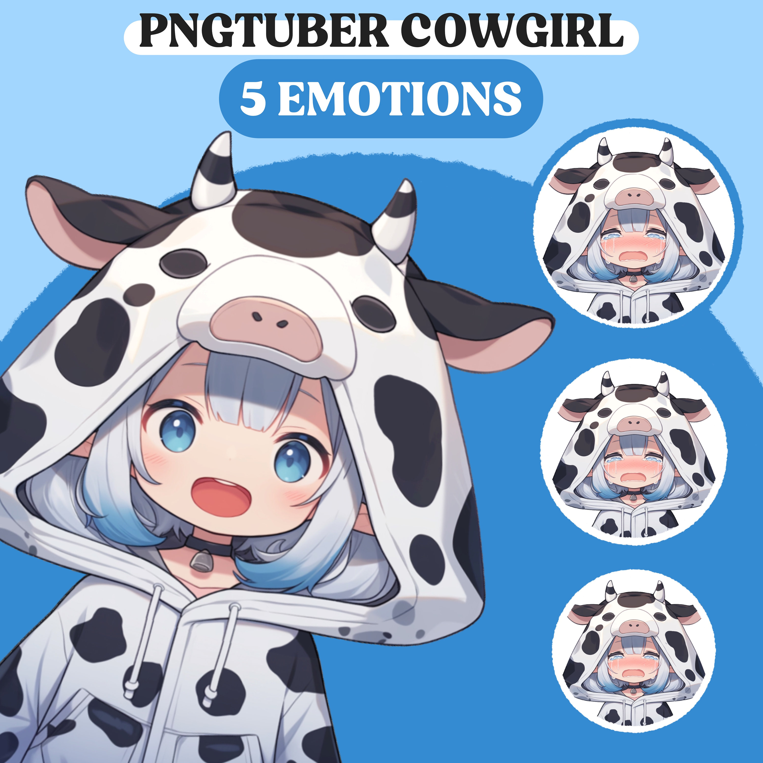 Pngtuber Model Cow Girl Pngtuber Premade Model Anime PNG Tuber Assets ...
