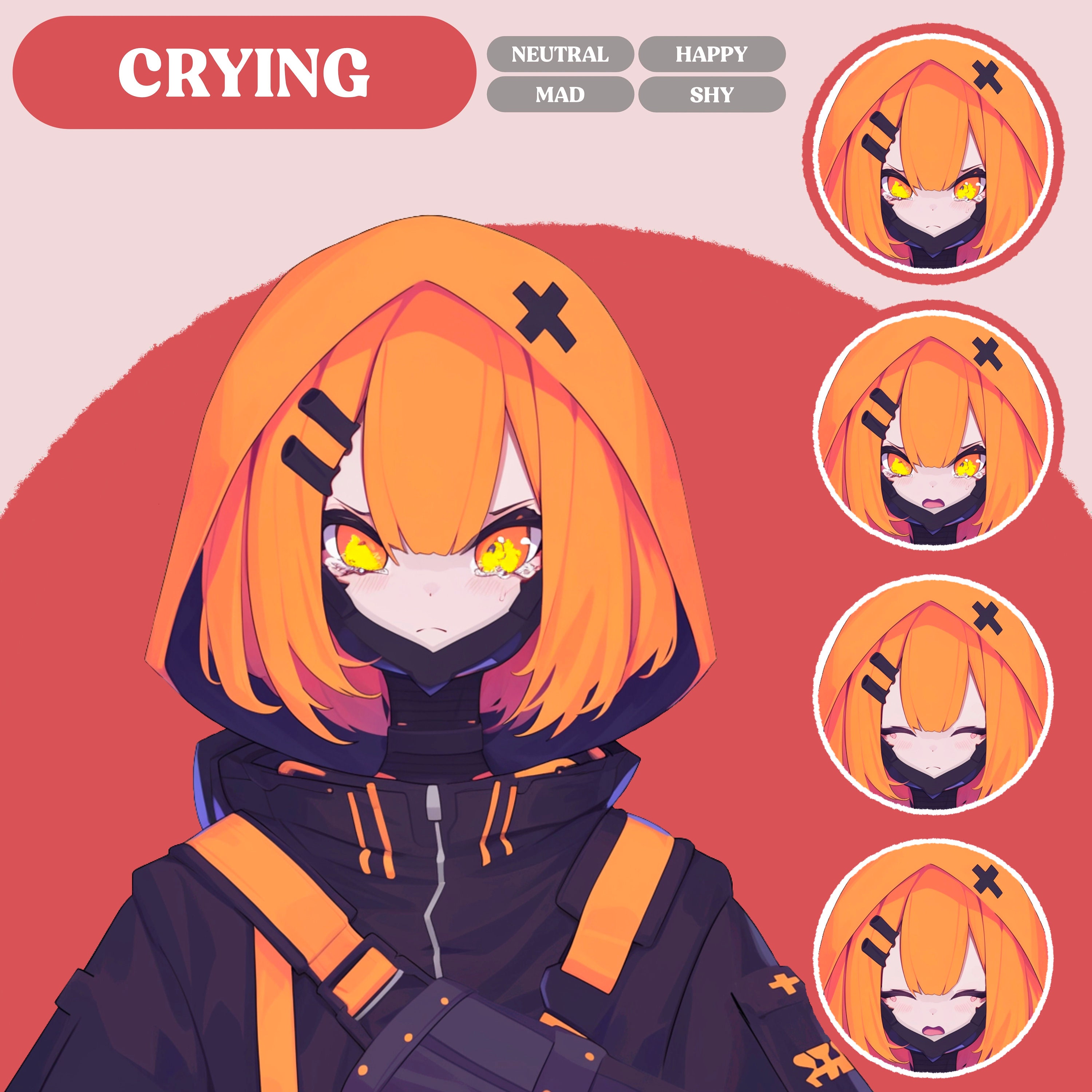 Pngtuber Model Punk Girl Pngtuber Premade Model Anime PNG Tuber Assets ...