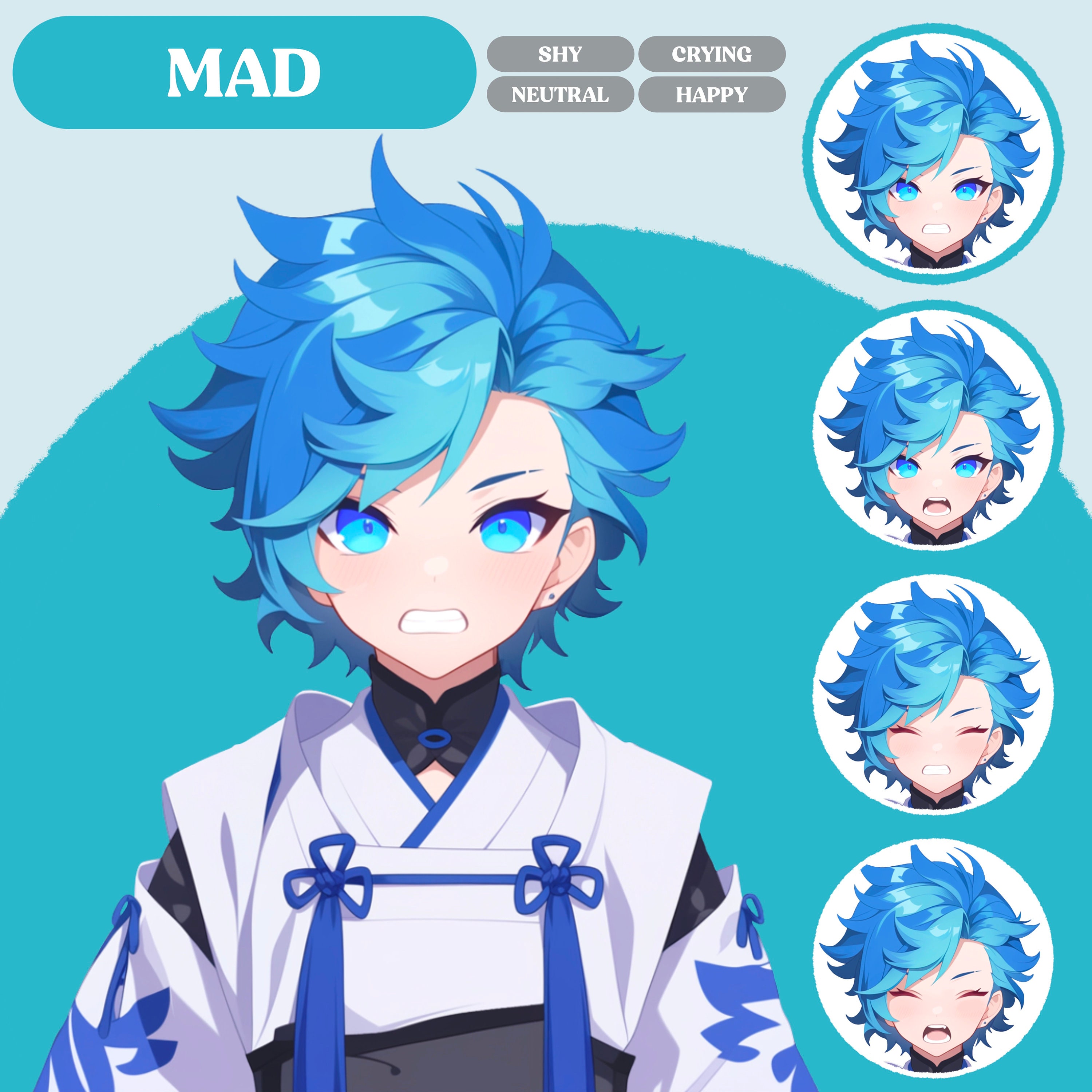 Pngtuber Model Kimono Boy Pngtuber Premade Model Pngtuber Assets Anime ...