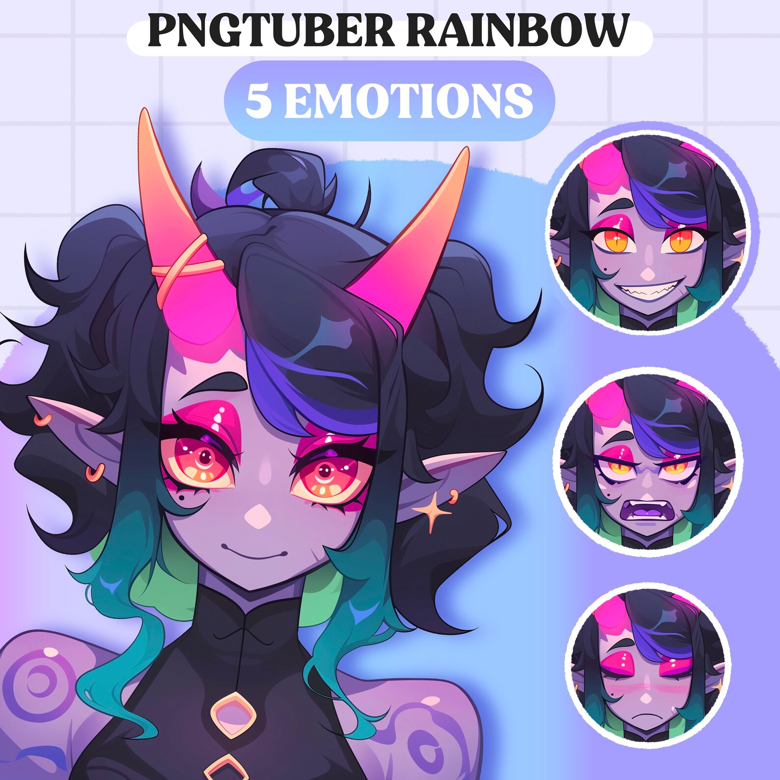 Cute Pngtuber Model | Rainbow Non Binary Pngtuber Premade Model ...