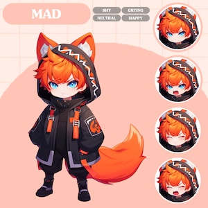 Pngtuber Model | Fox Chibi Animal Pngtuber Premade Model | Chibi PNG ...