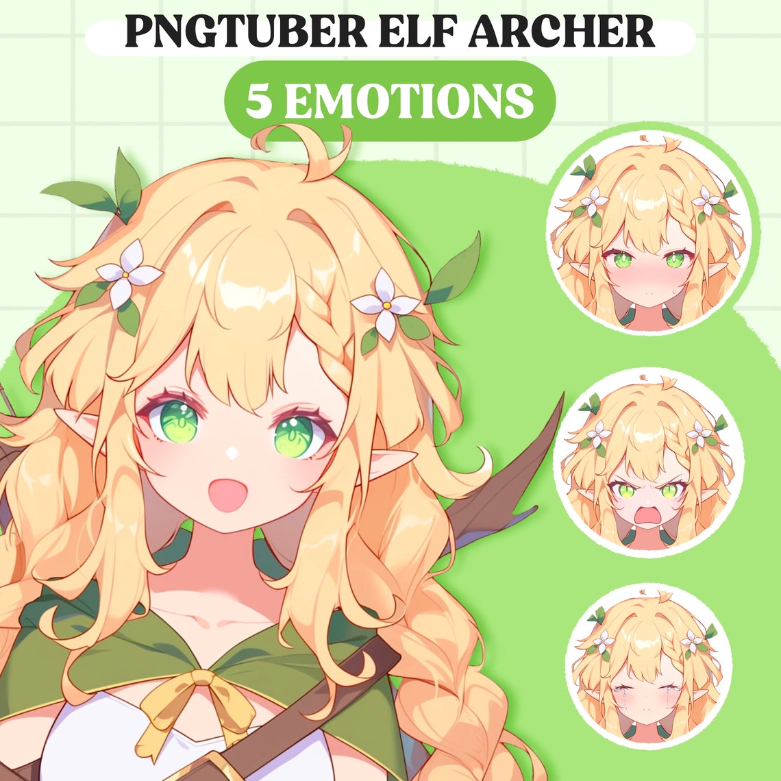 Cute Pngtuber Model Elf Archer Girl Pngtuber Premade Model Veadotube ...