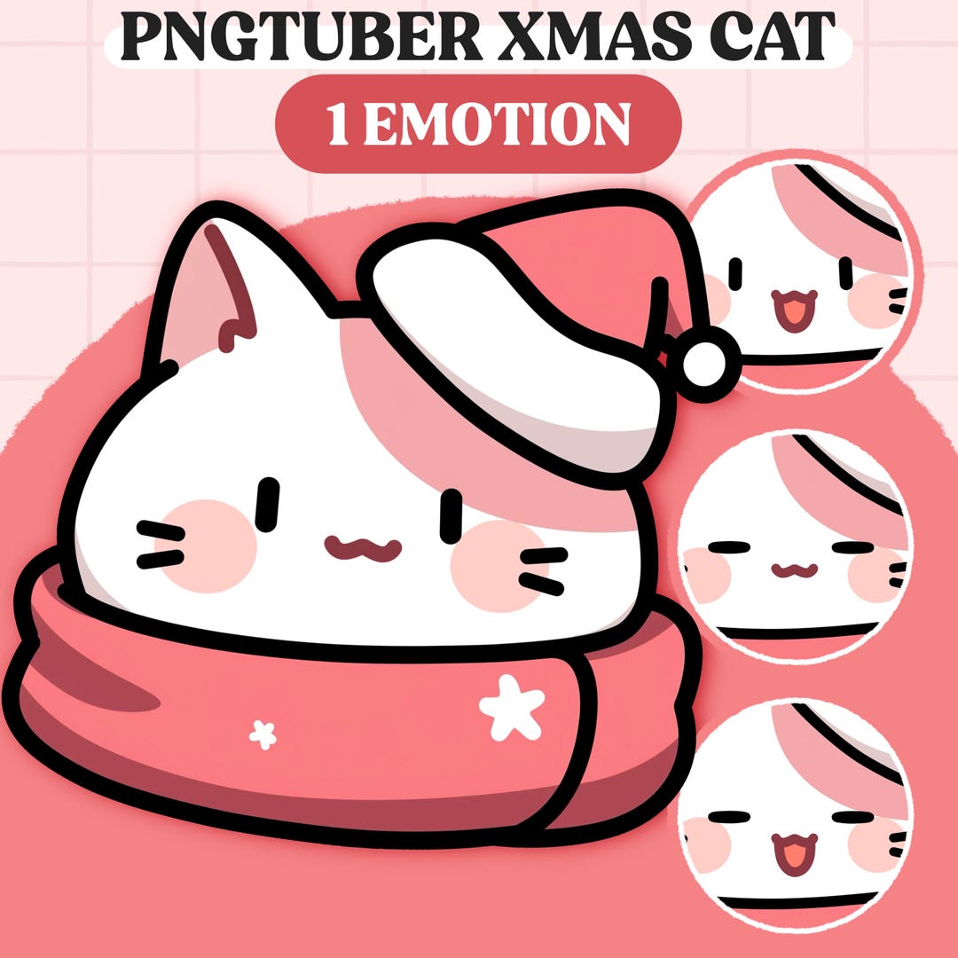 Cute Pngtuber Model | Xmas Cat Pngtuber Premade Model | Veadotube Model ...