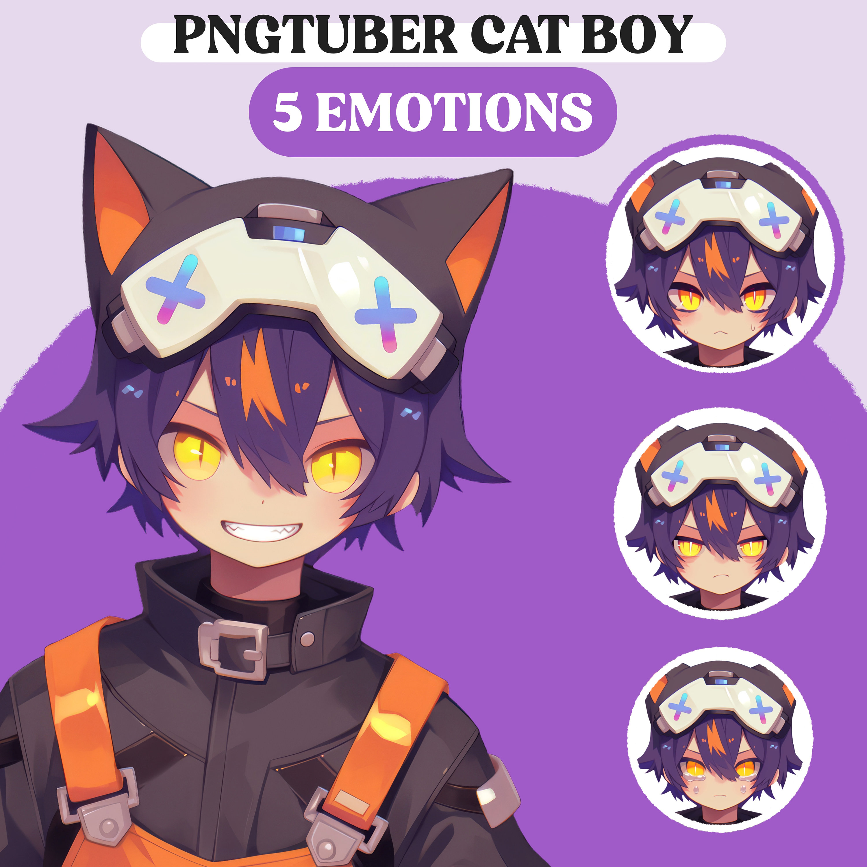 Pngtuber Model Chibi Cat Boy Pngtuber Premade Model Chibi PNG Tuber ...