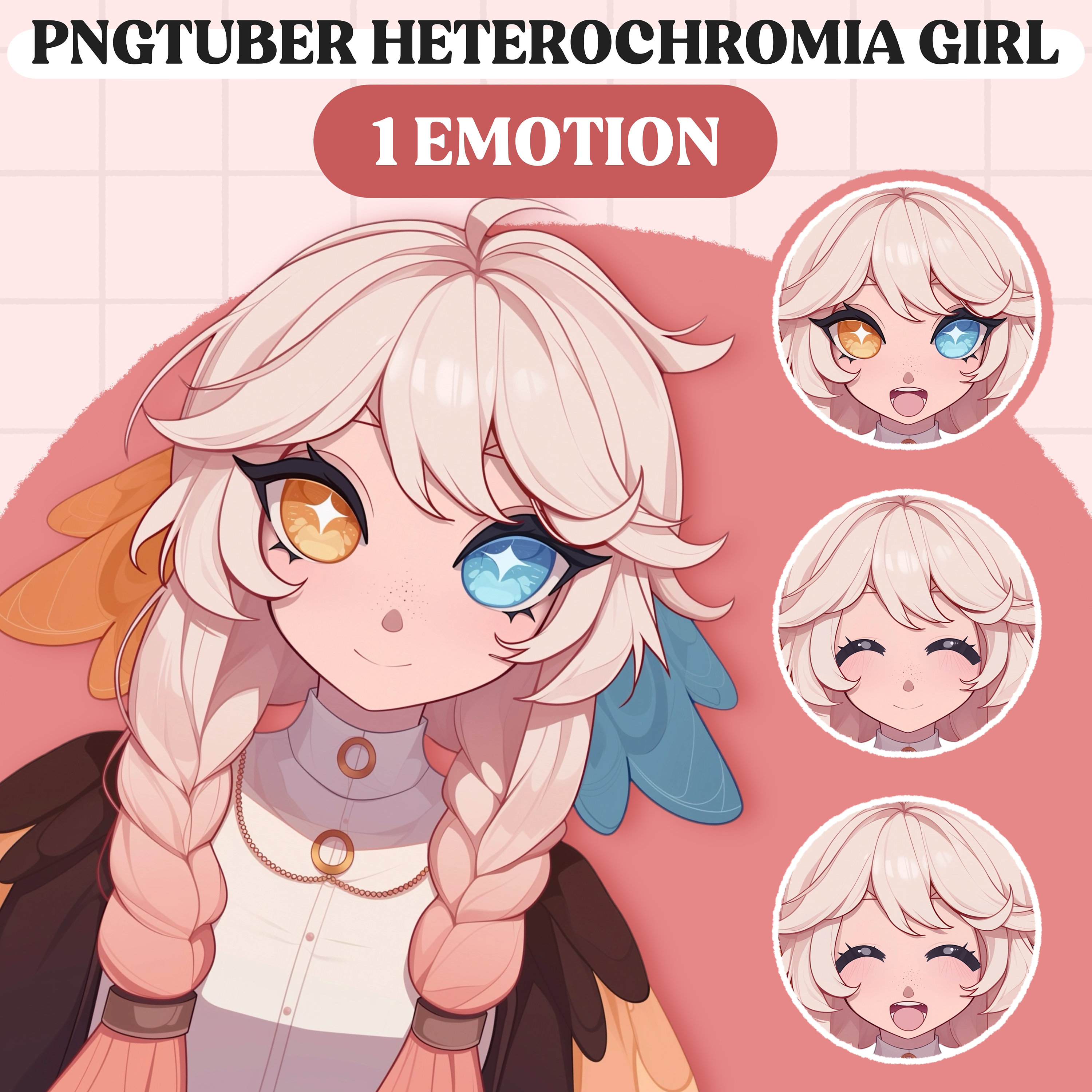 Cute Pngtuber Model | Heterochromia Girl Pngtuber Premade Model ...