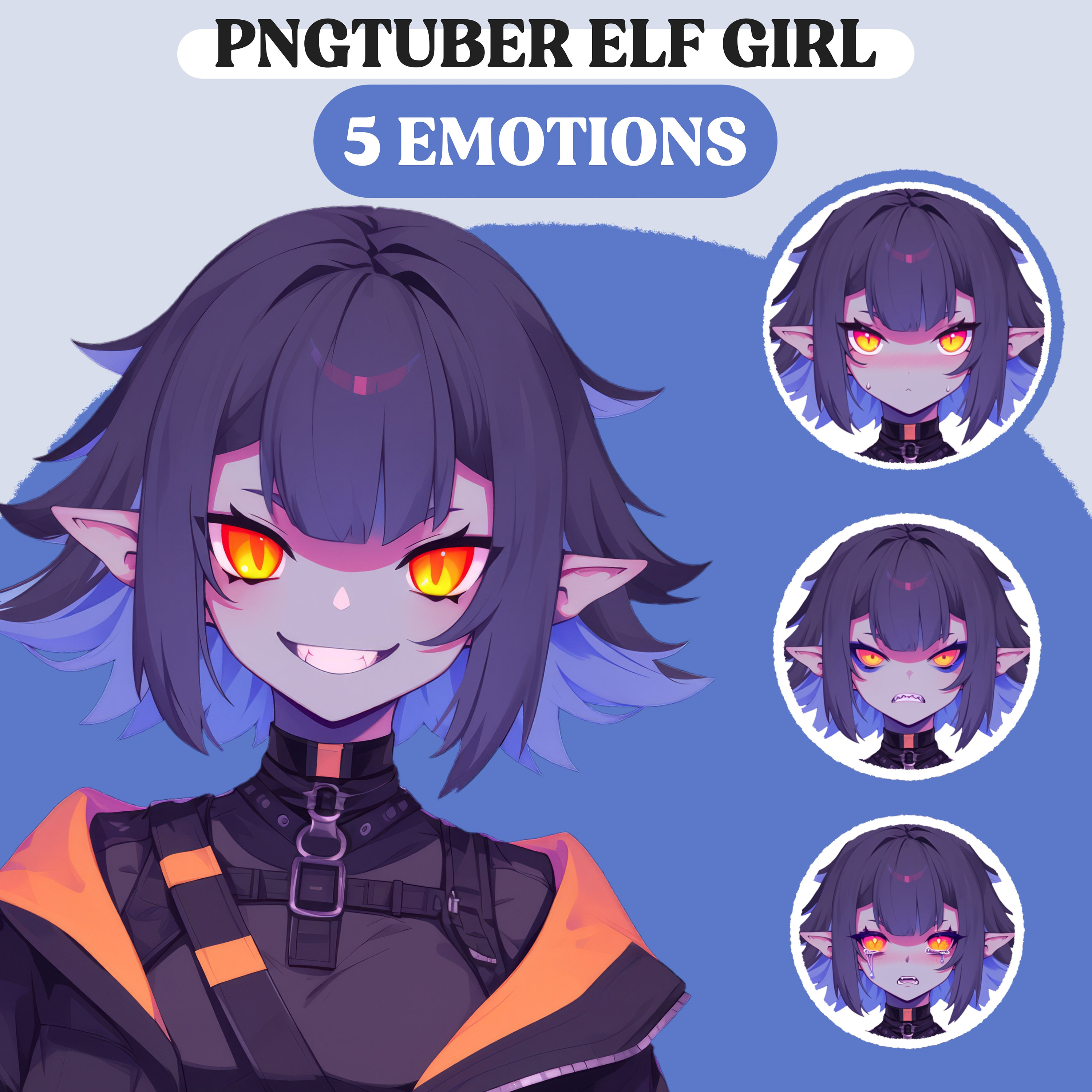 Pngtuber Model Elf Girl Pngtuber Premade Model Anime PNG Tuber Assets ...