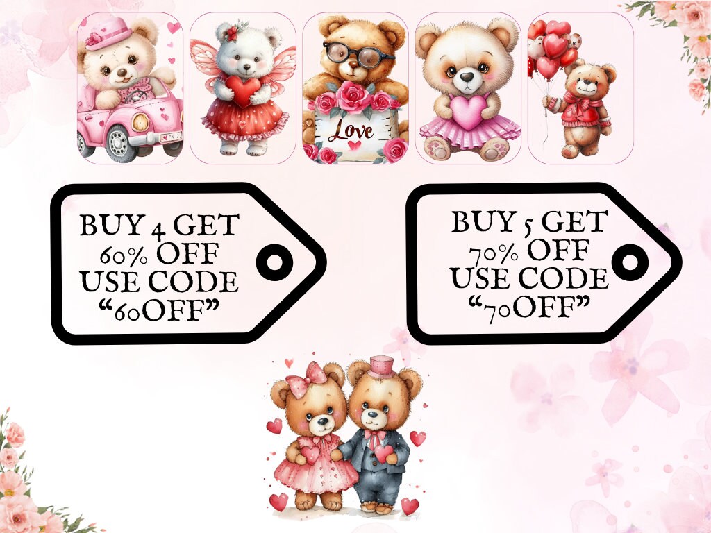 Watercolor Valentine's Day Clipart Teddy Bear, Watercolor Love Clipart ...