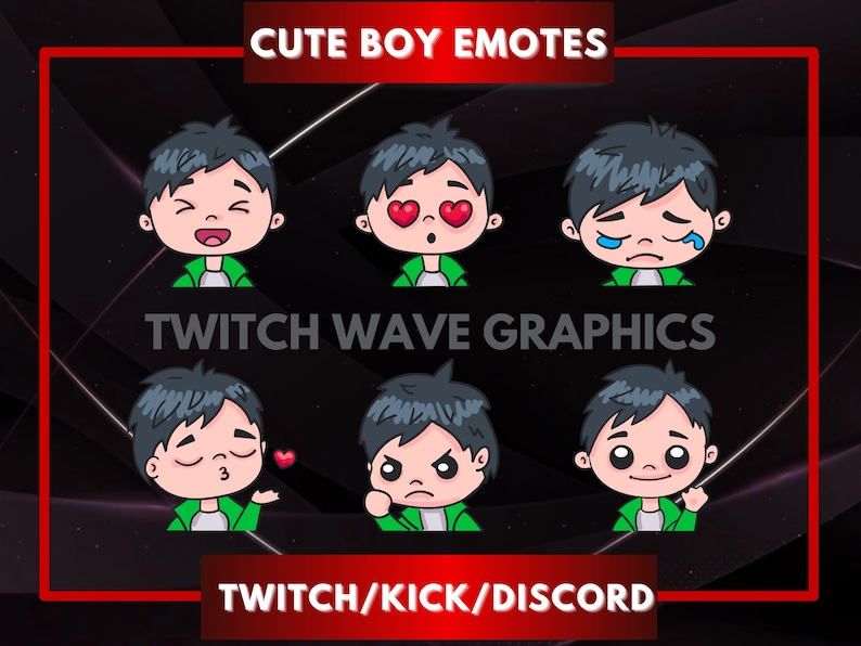 8 Cute Boy Emotes Bundle Pack for Twitch, Youtube, Discord | Chibi ...